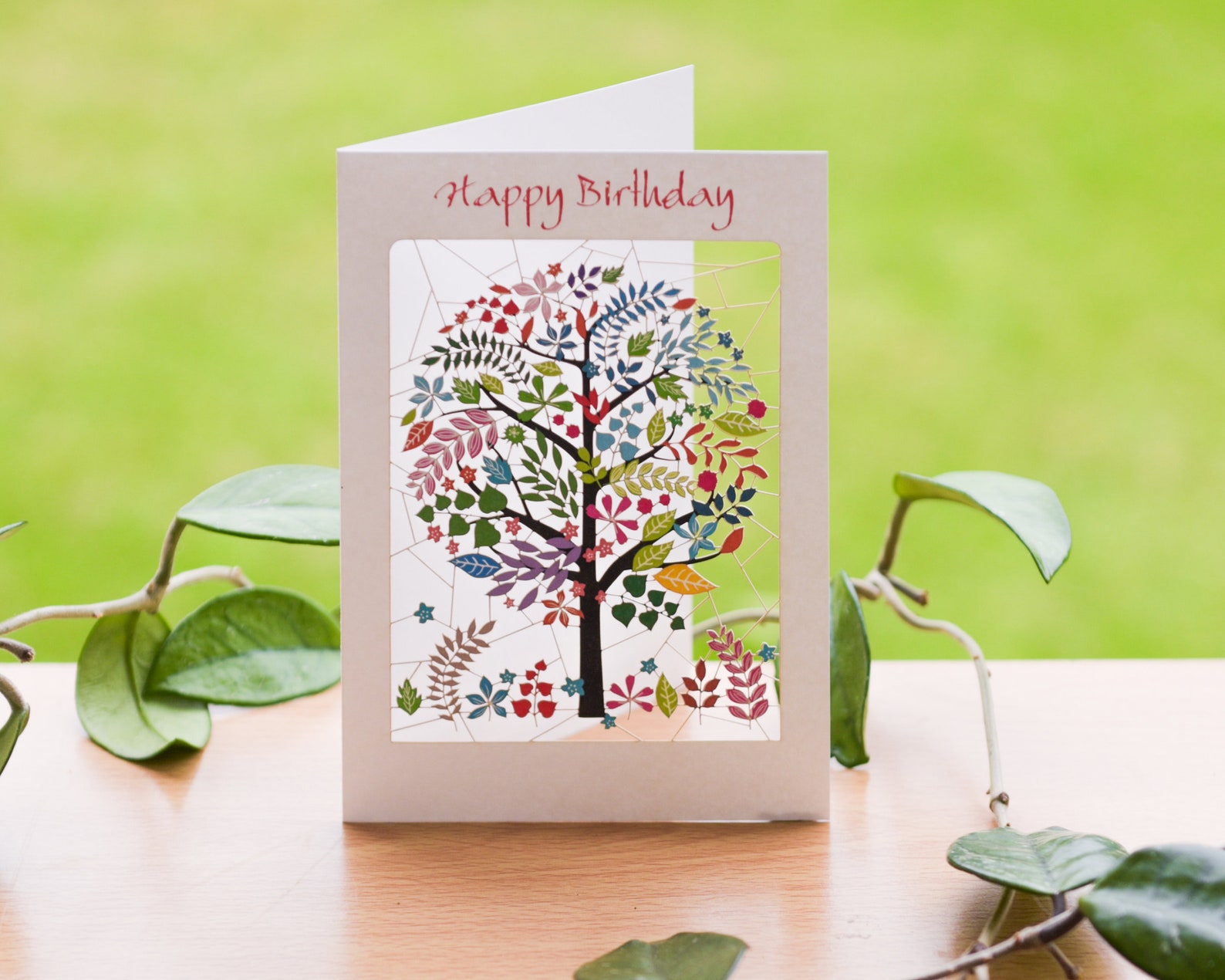 Happy Birthday Tree Card - Colourful Tree of Wisdom Birthday Card ...