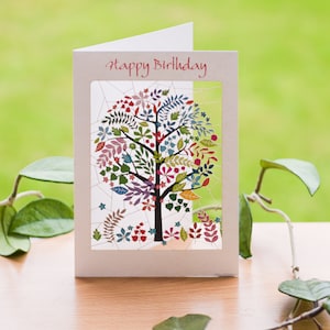 Happy Birthday Tree Card - Colourful Tree of Wisdom Birthday Card ...