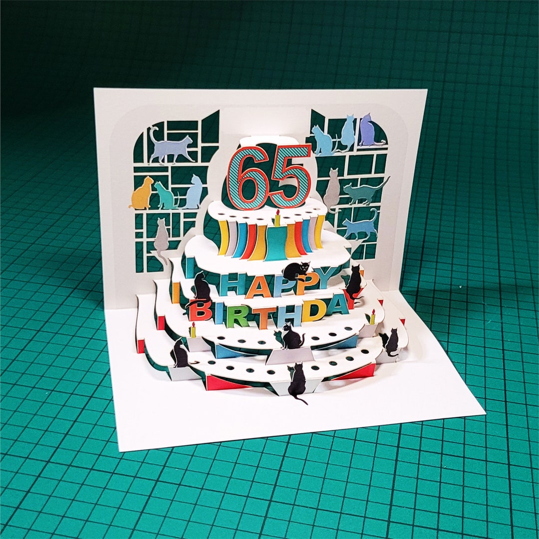 65th Birthday Cat Card Pop up Card Age 65 Card Birthday - Etsy