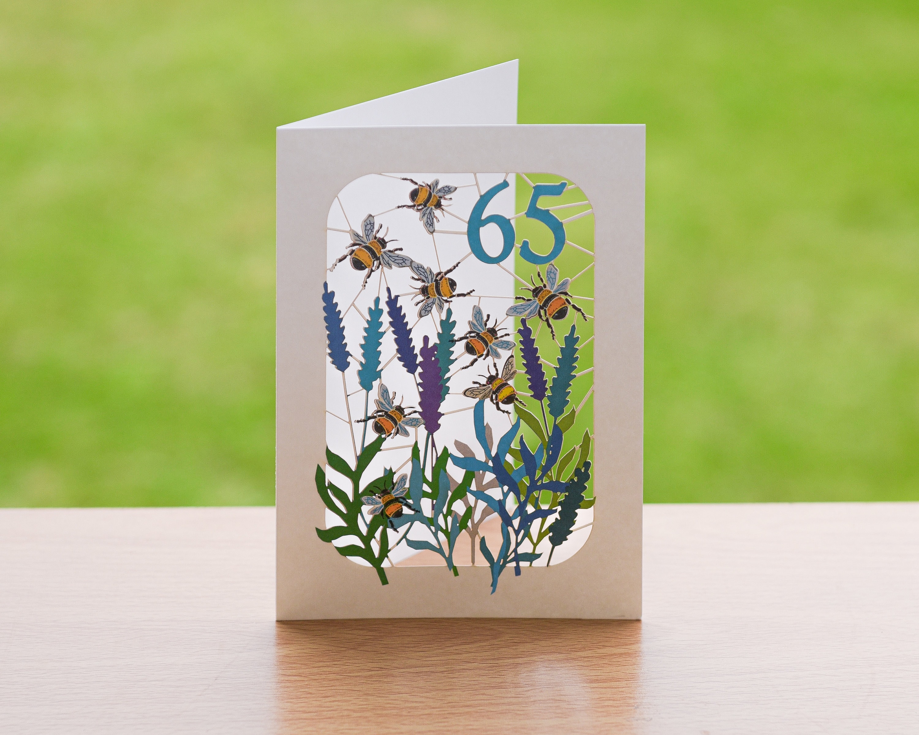 65th Birthday Bee Card, Lasercut Card, Age 65 Card, Birthday Bee Card ...