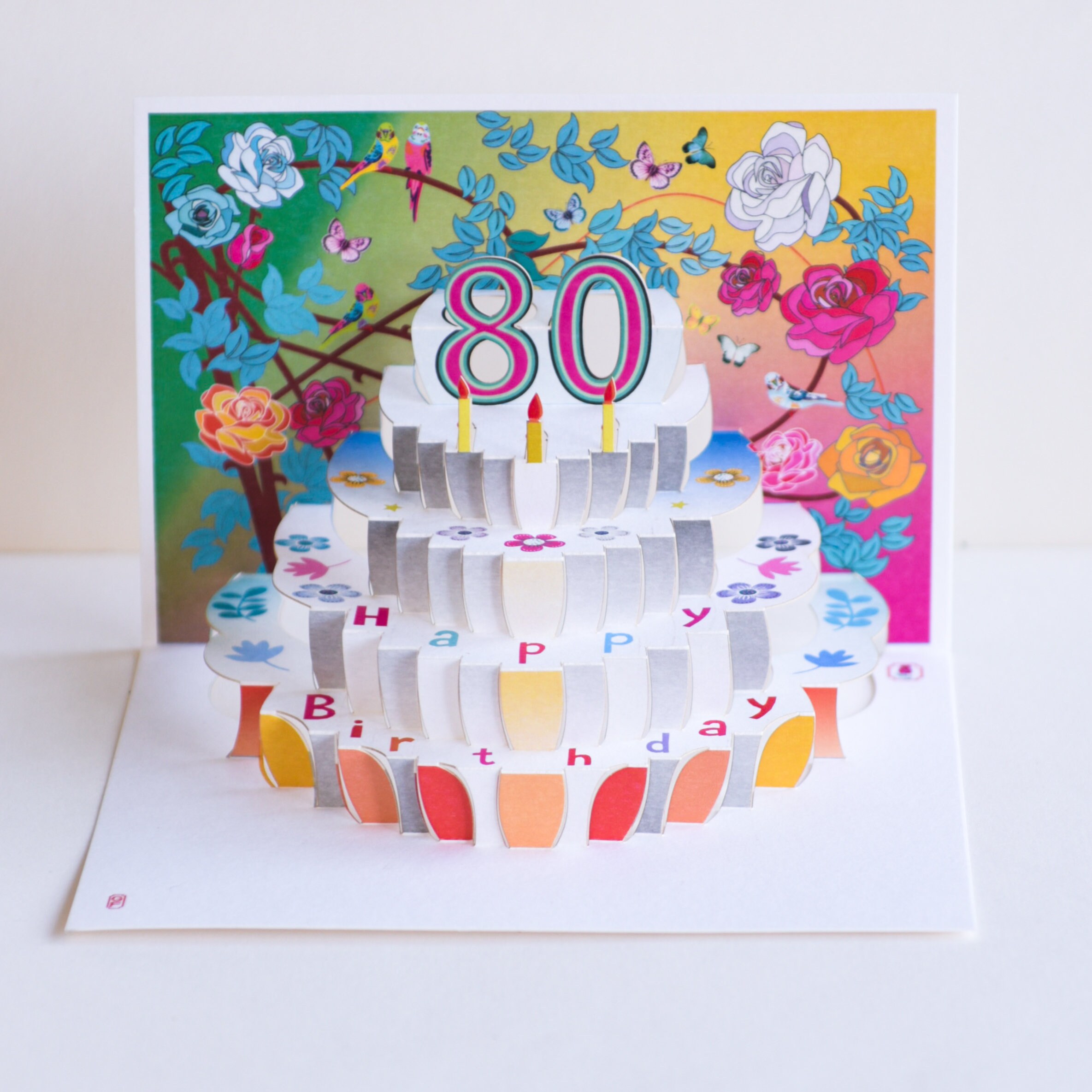 80th Birthday Rose Card - Pop up Card - Age 80 Card, Birthday Flower ...