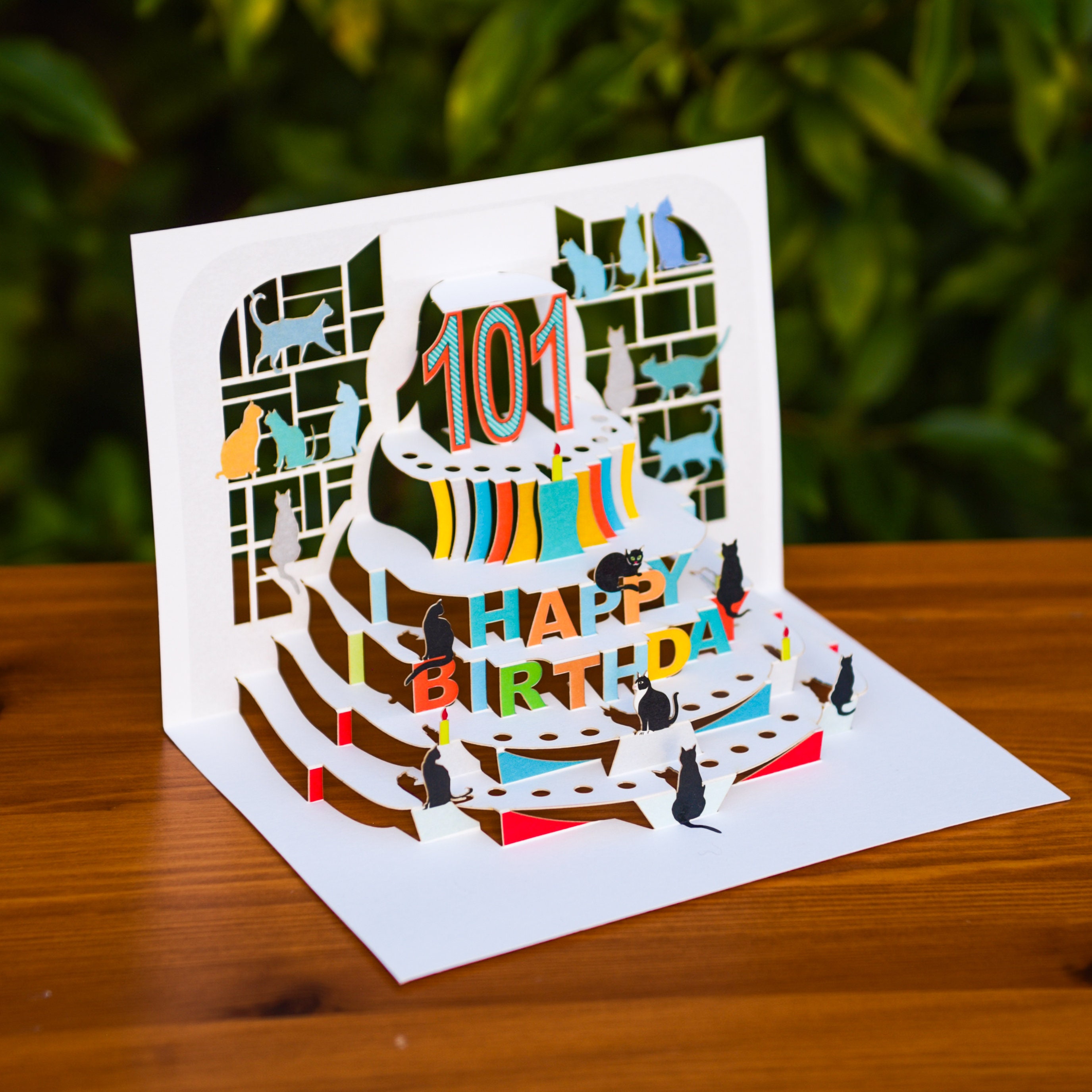 101st Birthday Cat Card - Pop up Card - Age 101 Card, Birthday Cat Card ...