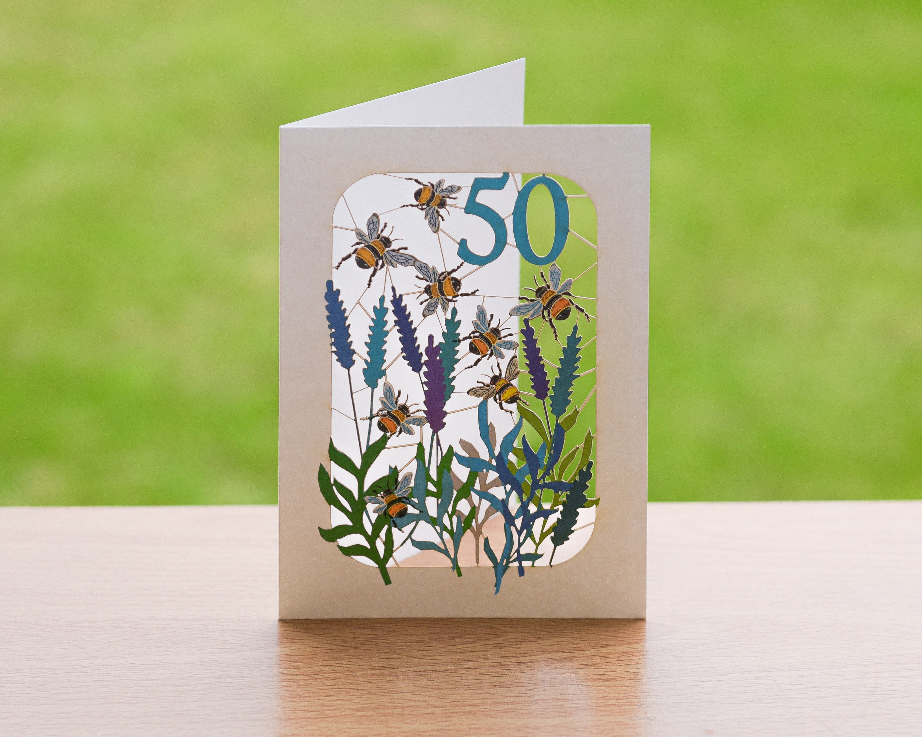 50th Birthday Bee Card, Lasercut Card, Age 50 Card, Birthday Bee Card ...