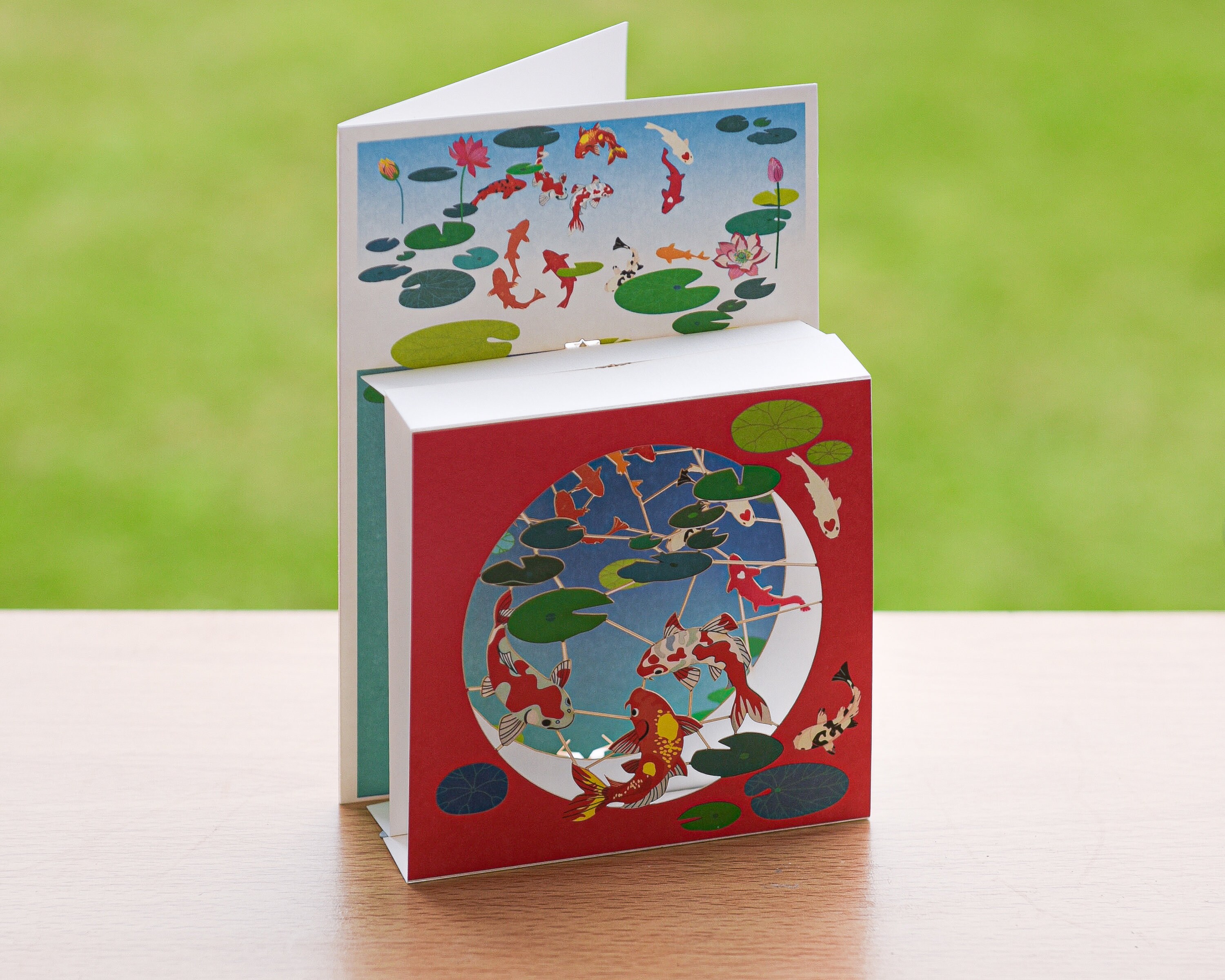 Koi Carp Pond Card Blank Card Fish Pond Card, Pop up Card, 3D Pop Out ...