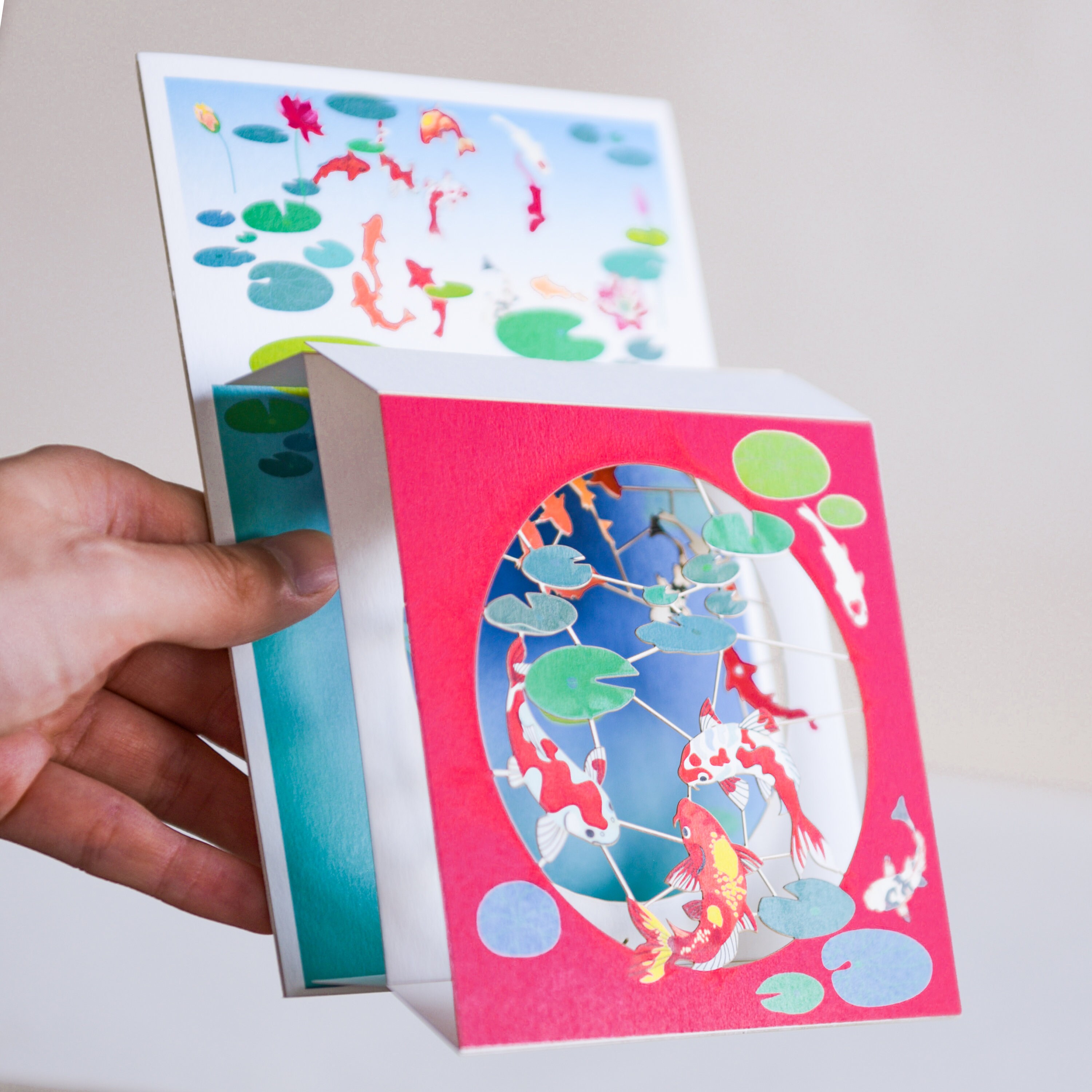 Koi Carp Pond Card Blank Card Fish Pond Card, Pop up Card, 3D Pop Out ...