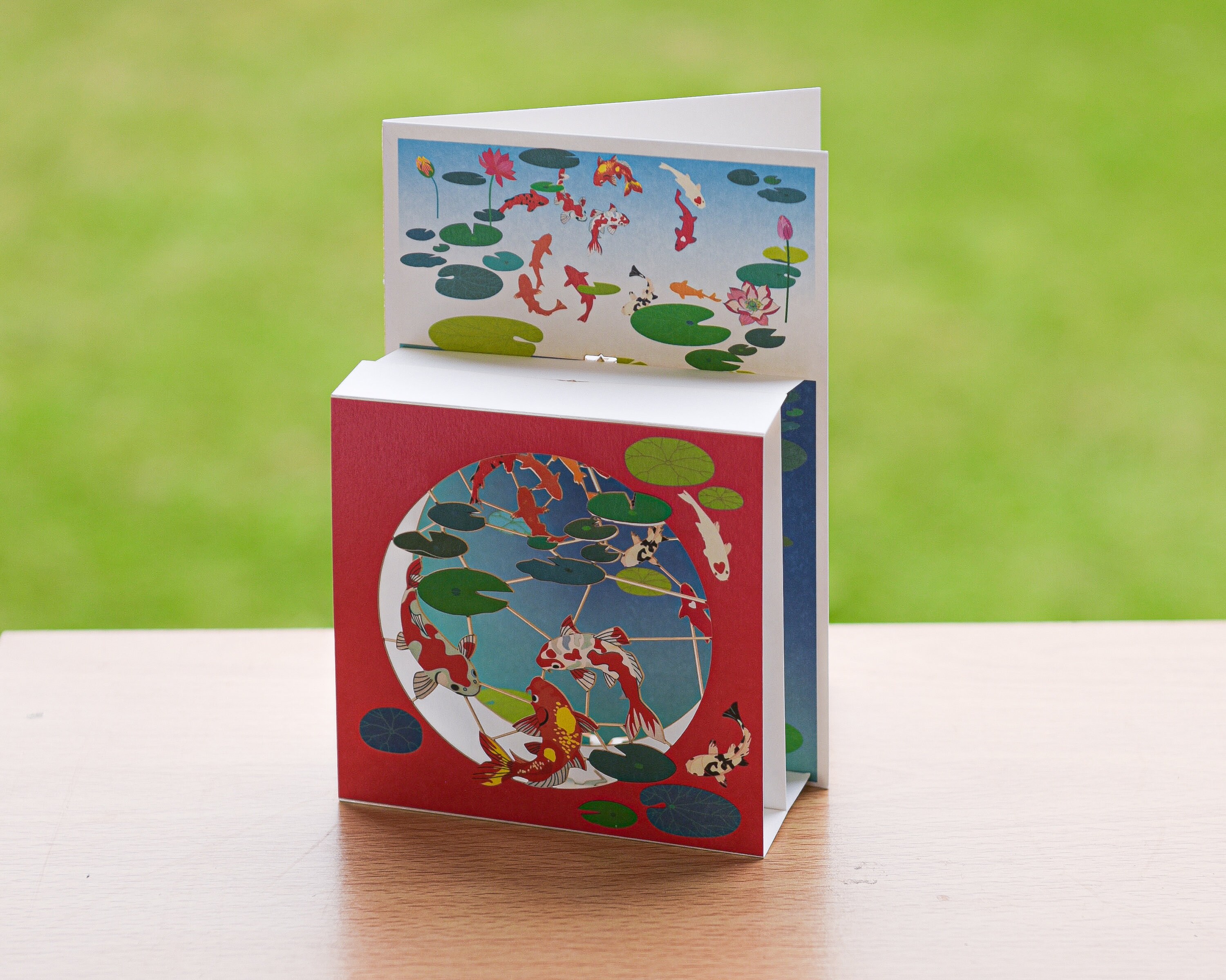 Koi Carp Pond Card Blank Card Fish Pond Card, Pop up Card, 3D Pop Out ...