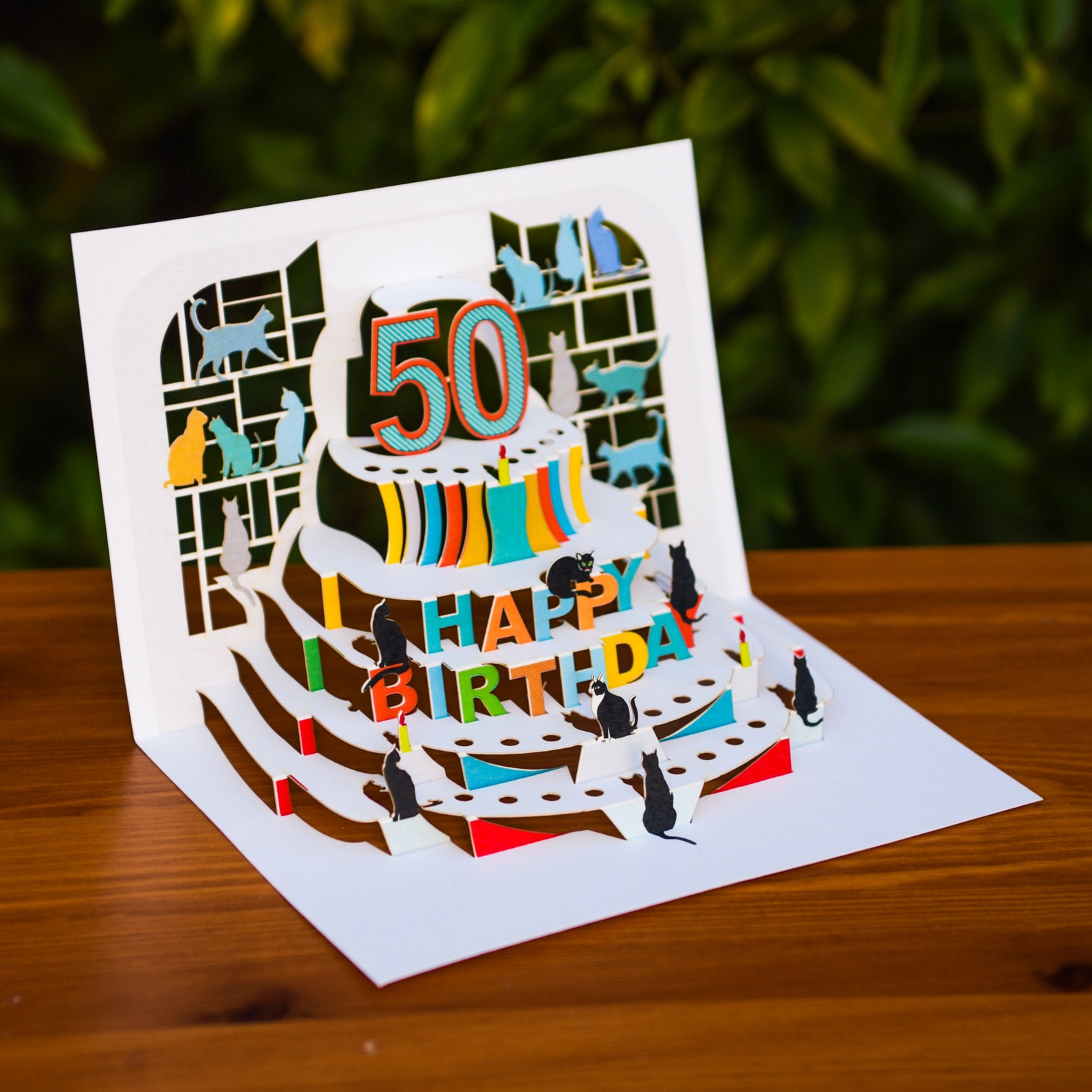 50th Birthday Cat Card Pop up Card Age 50 Card, Birthday Cat Card ...