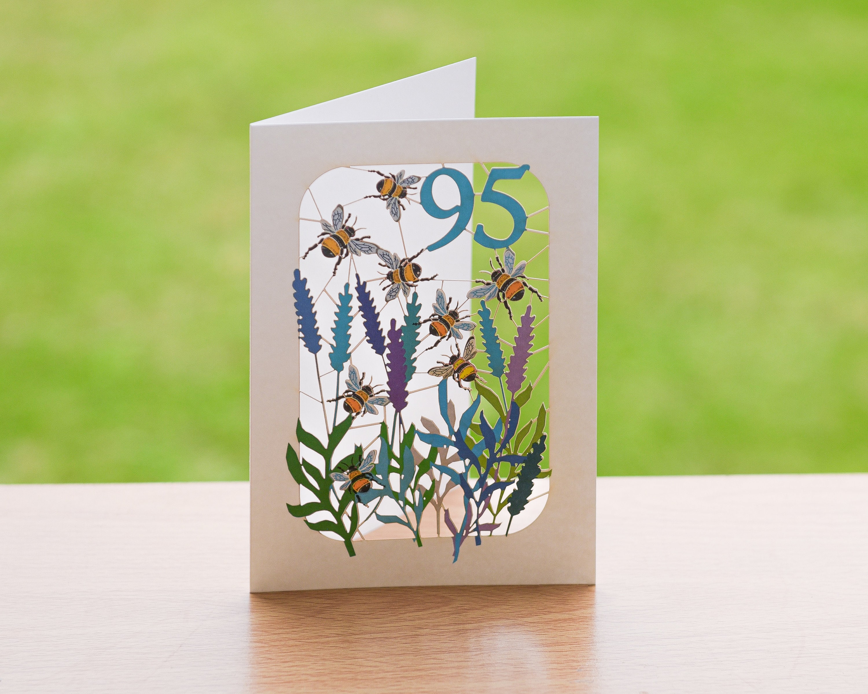 95th Birthday Bee Card, Lasercut Card, Age 95 Card, Birthday Bee Card ...