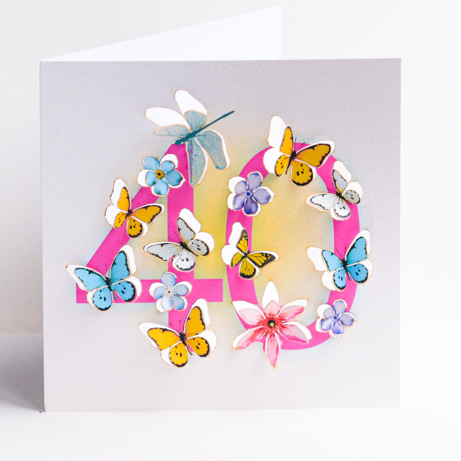 Butterfly Age 40th Birthday Card - Pretty 3D Sculpture Card - Happy ...