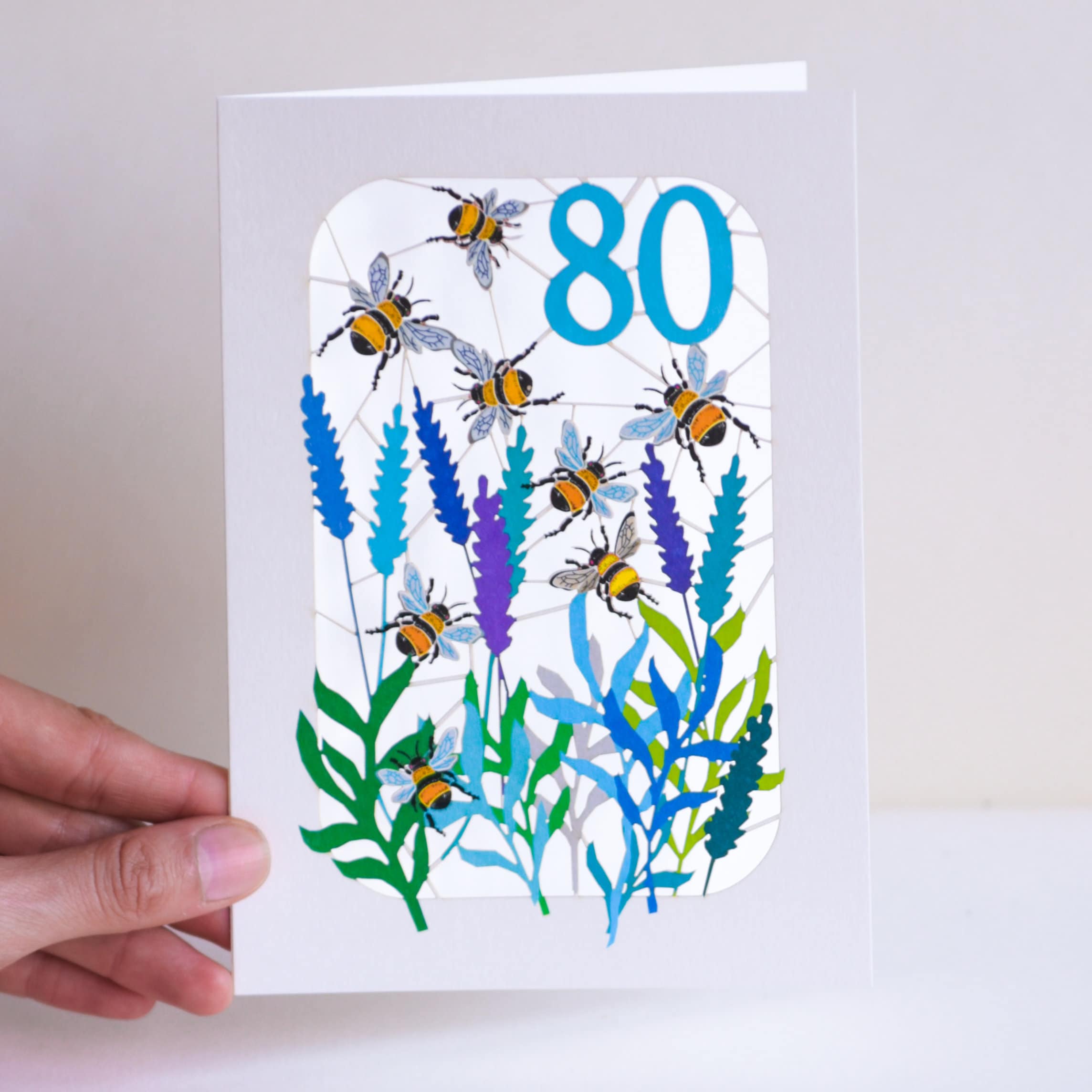 80th Birthday Bee Card, Lasercut Card, Age 80 Card, Birthday Bee Card ...