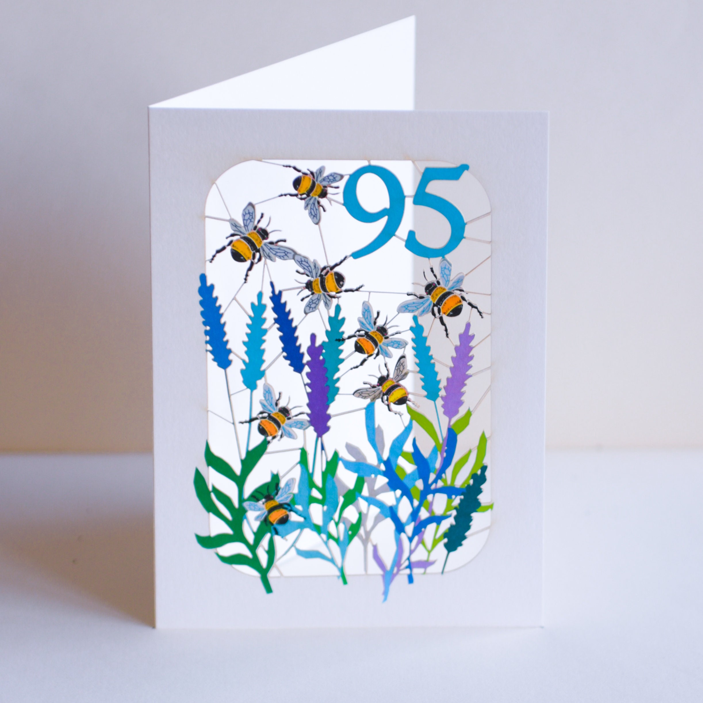 95th Birthday Bee Card, Lasercut Card, Age 95 Card, Birthday Bee Card ...