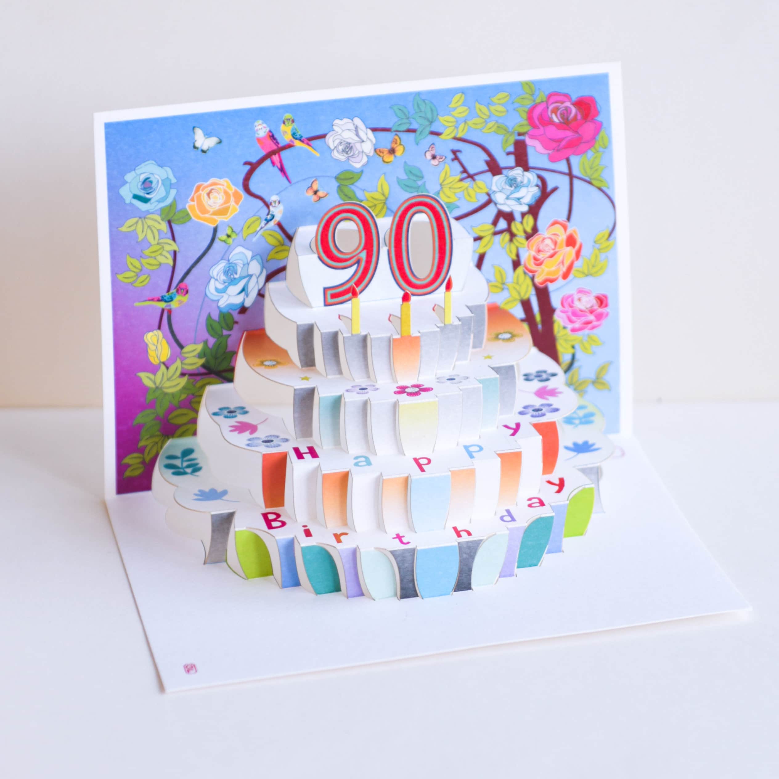 90th Birthday Rose Card Pop up Card Age 90 Card, Birthday Flower Card ...