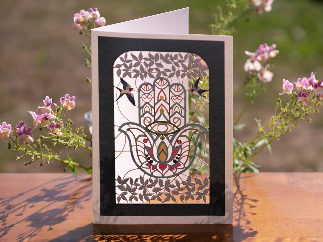 Hand of Fatima Card - Blank Card - Spiritual Card, Buddha Card, Floral ...