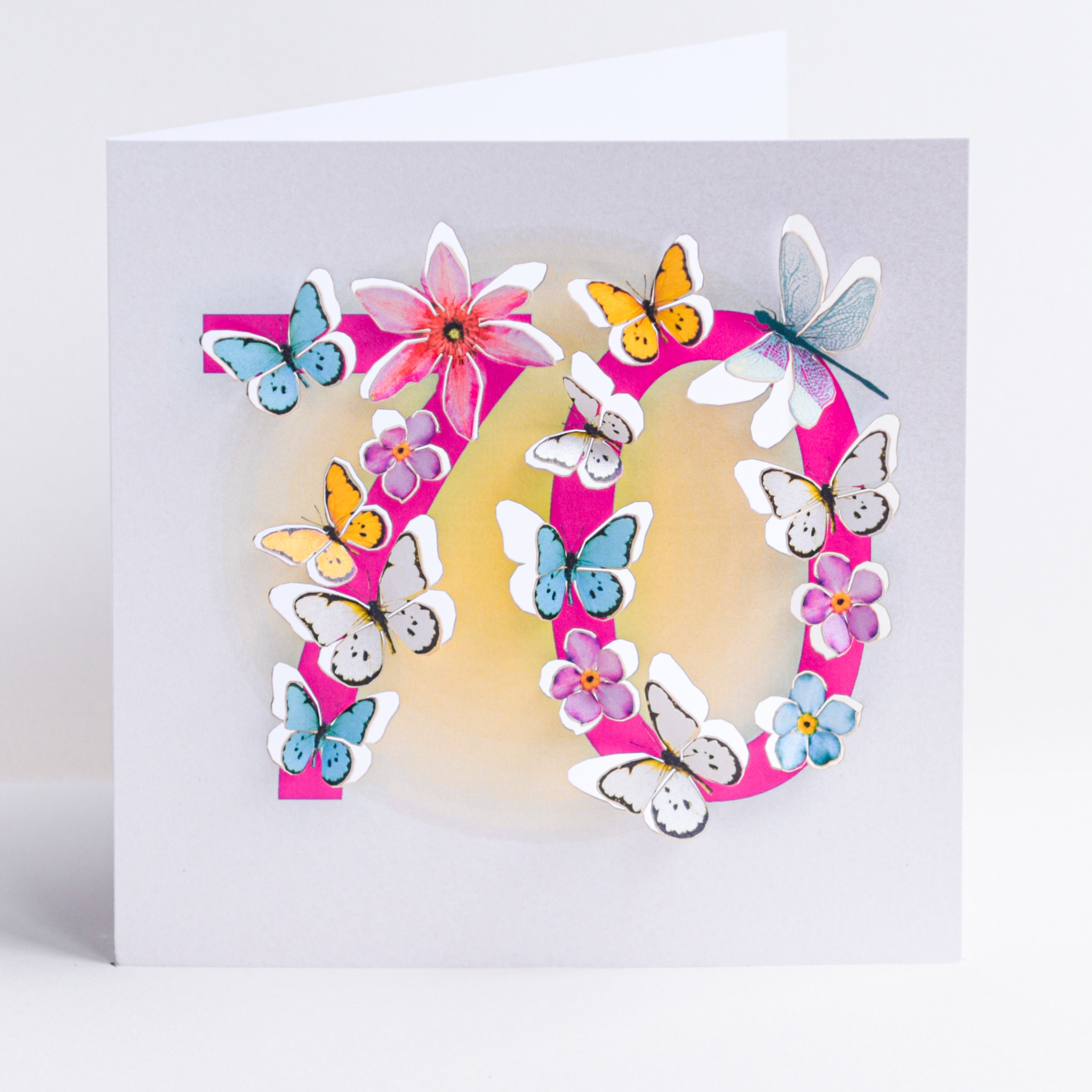 Butterfly Age 70th Birthday Card - Pretty 3D Sculpture Card - Happy ...