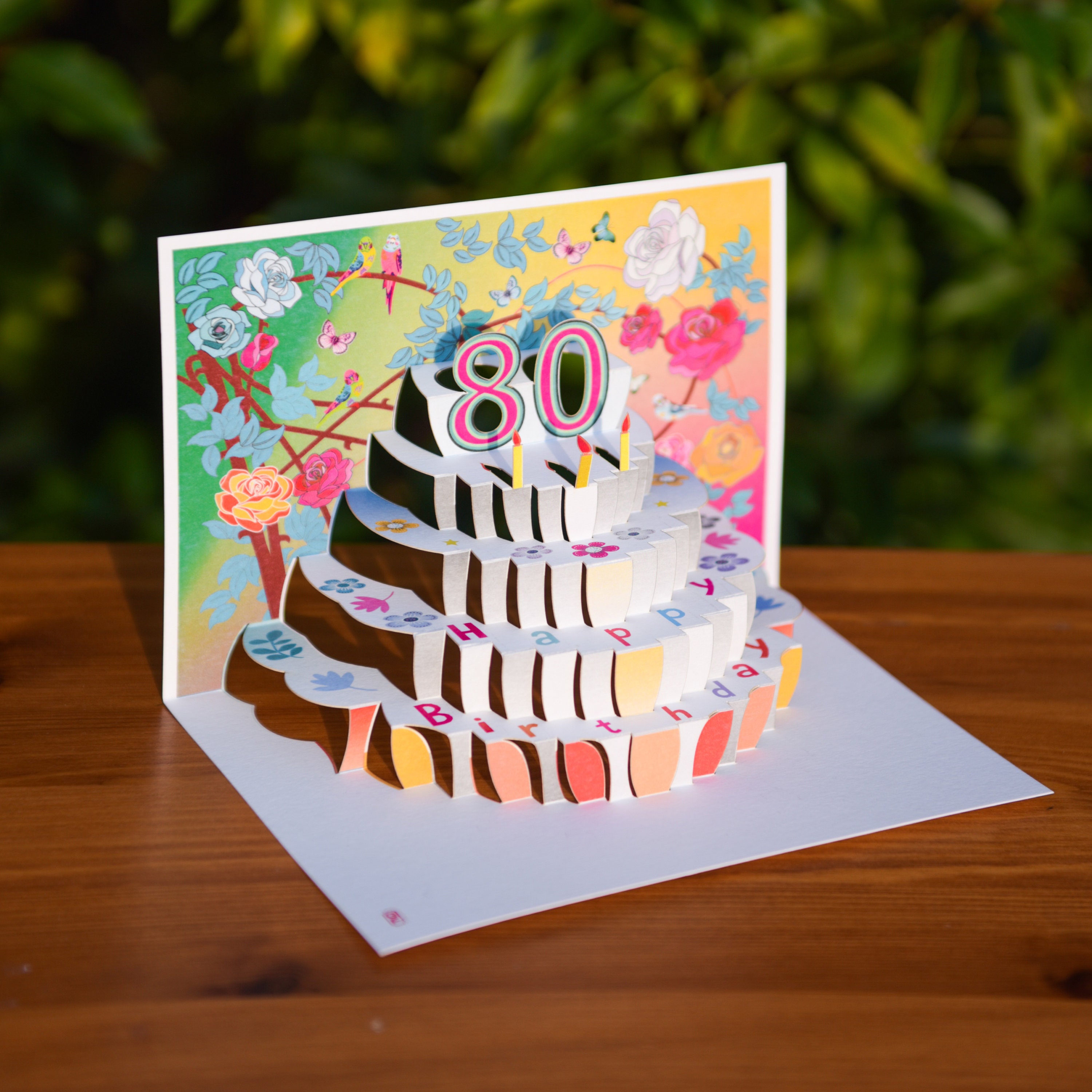 80th Birthday Rose Card - Pop up Card - Age 80 Card, Birthday Flower ...