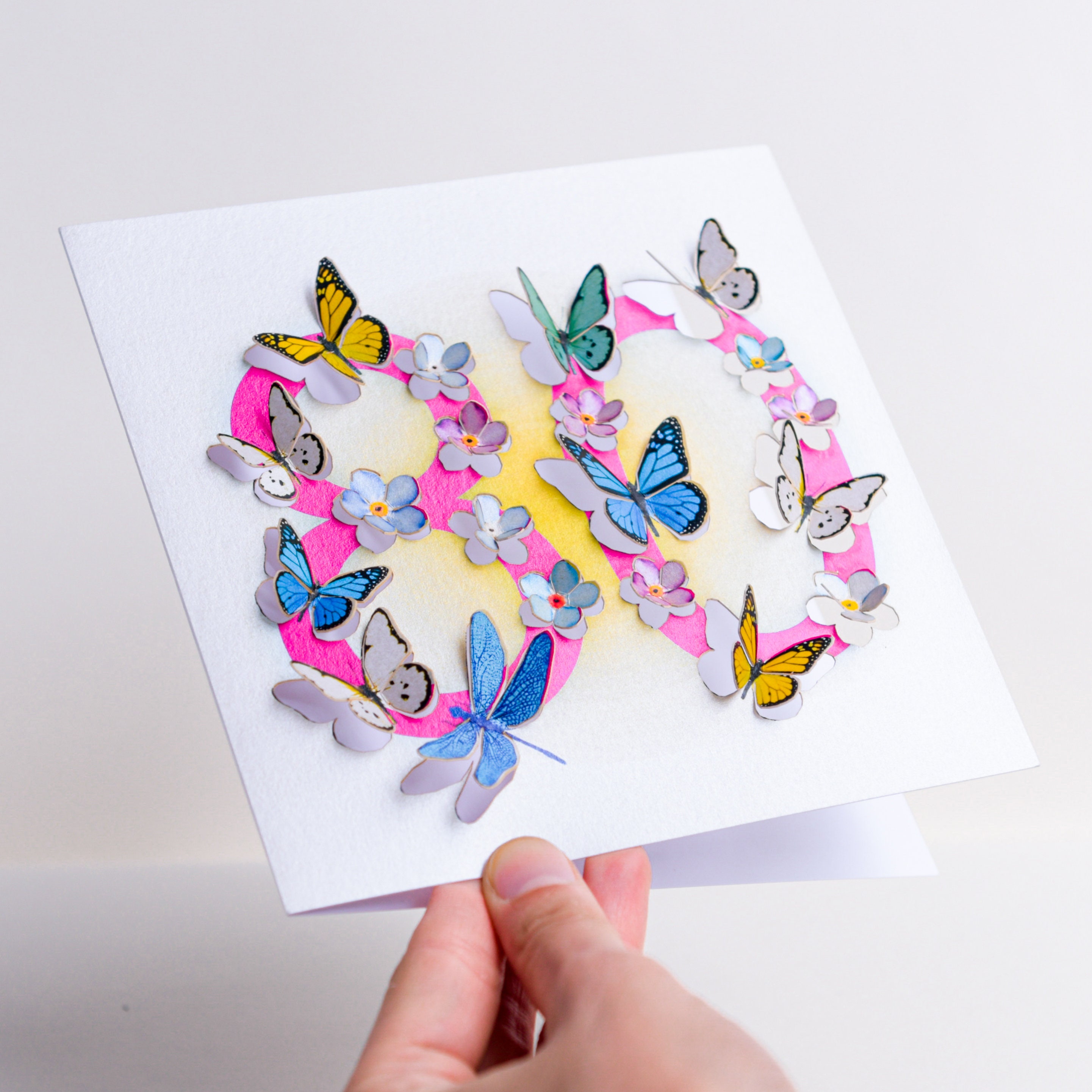 Butterfly Age 80th Birthday Card - Pretty 3D Sculpture Card - Happy ...