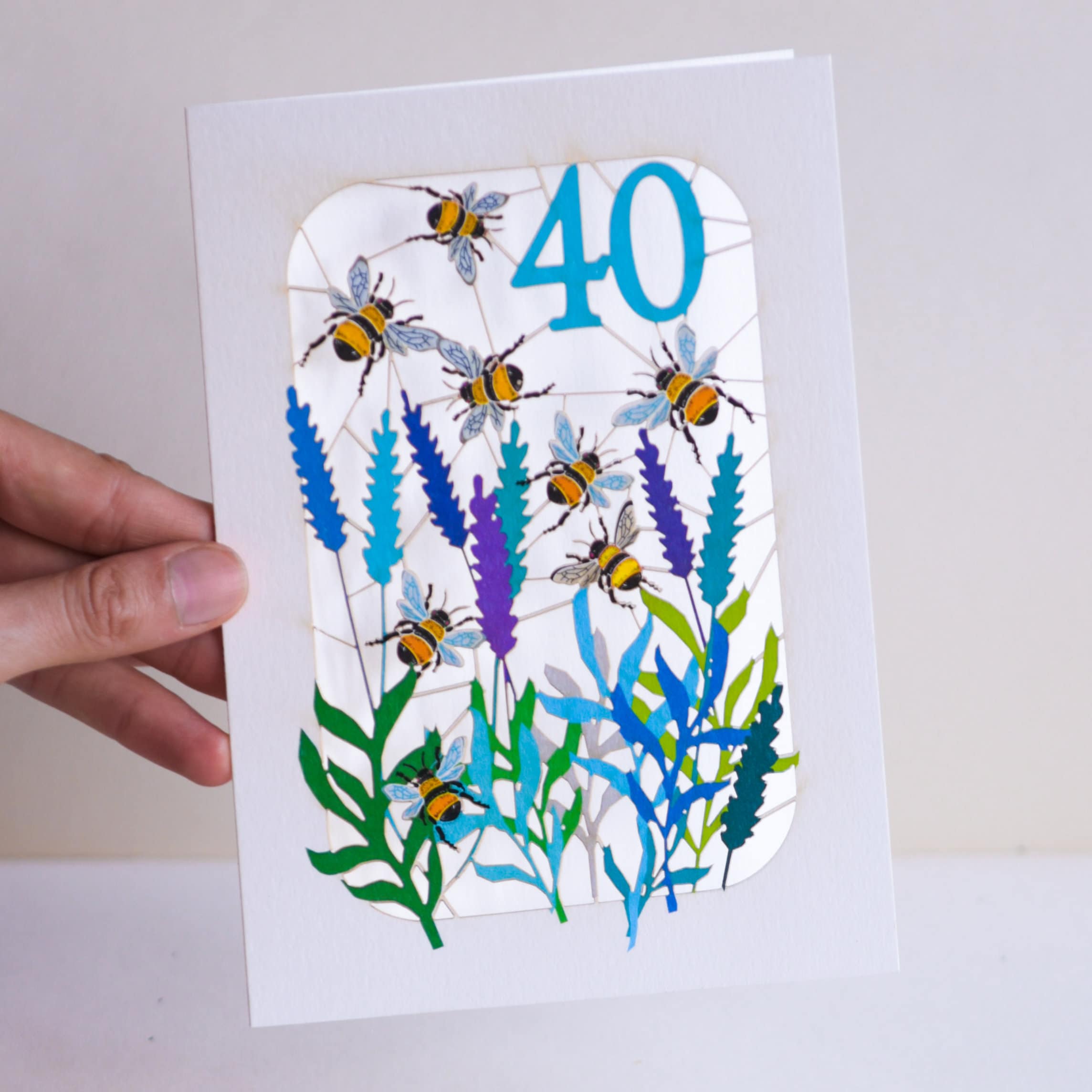 40th Birthday Bee Card, Lasercut Card, Age 40 Card, Birthday Bee Card ...