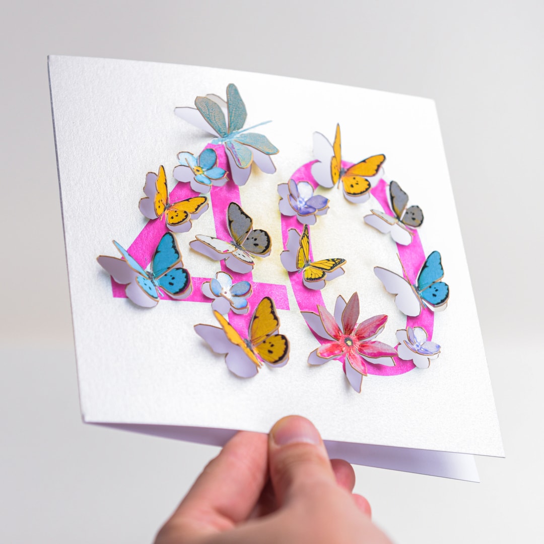 Butterfly Age 40th Birthday Card - Pretty 3D Sculpture Card - Happy ...