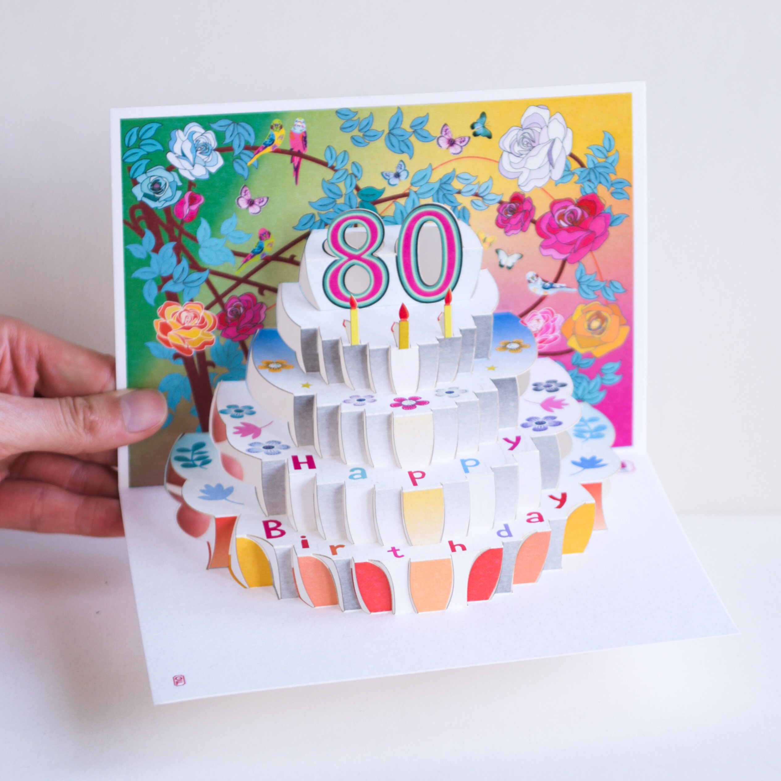 80th Birthday Rose Card - Pop up Card - Age 80 Card, Birthday Flower ...