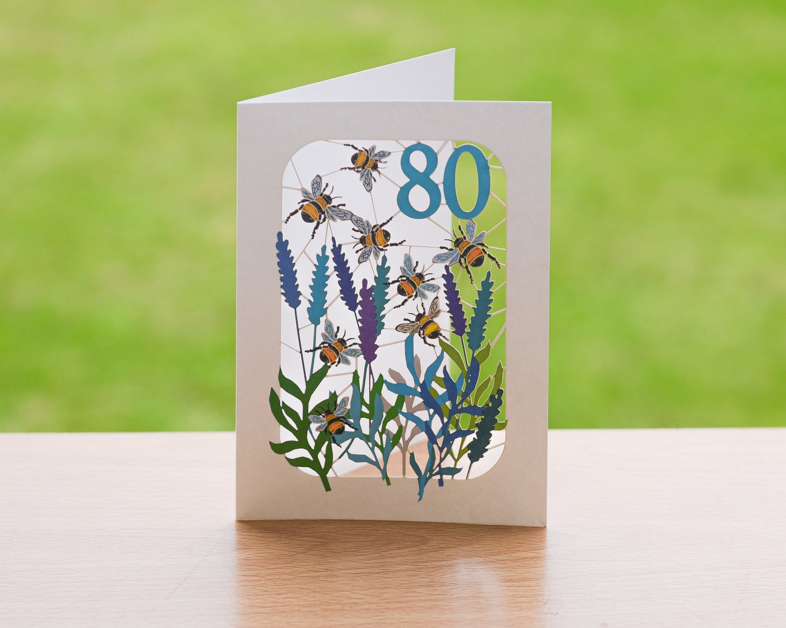 80th Birthday Bee Card, Lasercut Card, Age 80 Card, Birthday Bee Card ...