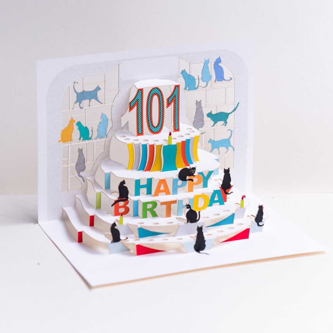 101st Birthday Cat Card Pop up Card Age 101 Card Birthday - Etsy