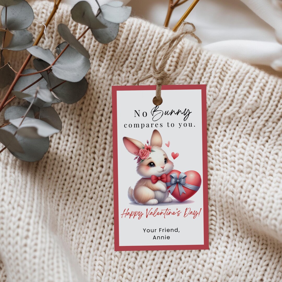 Valentine Card Template, Printable No Bunny Valentine Tag, Editable ...