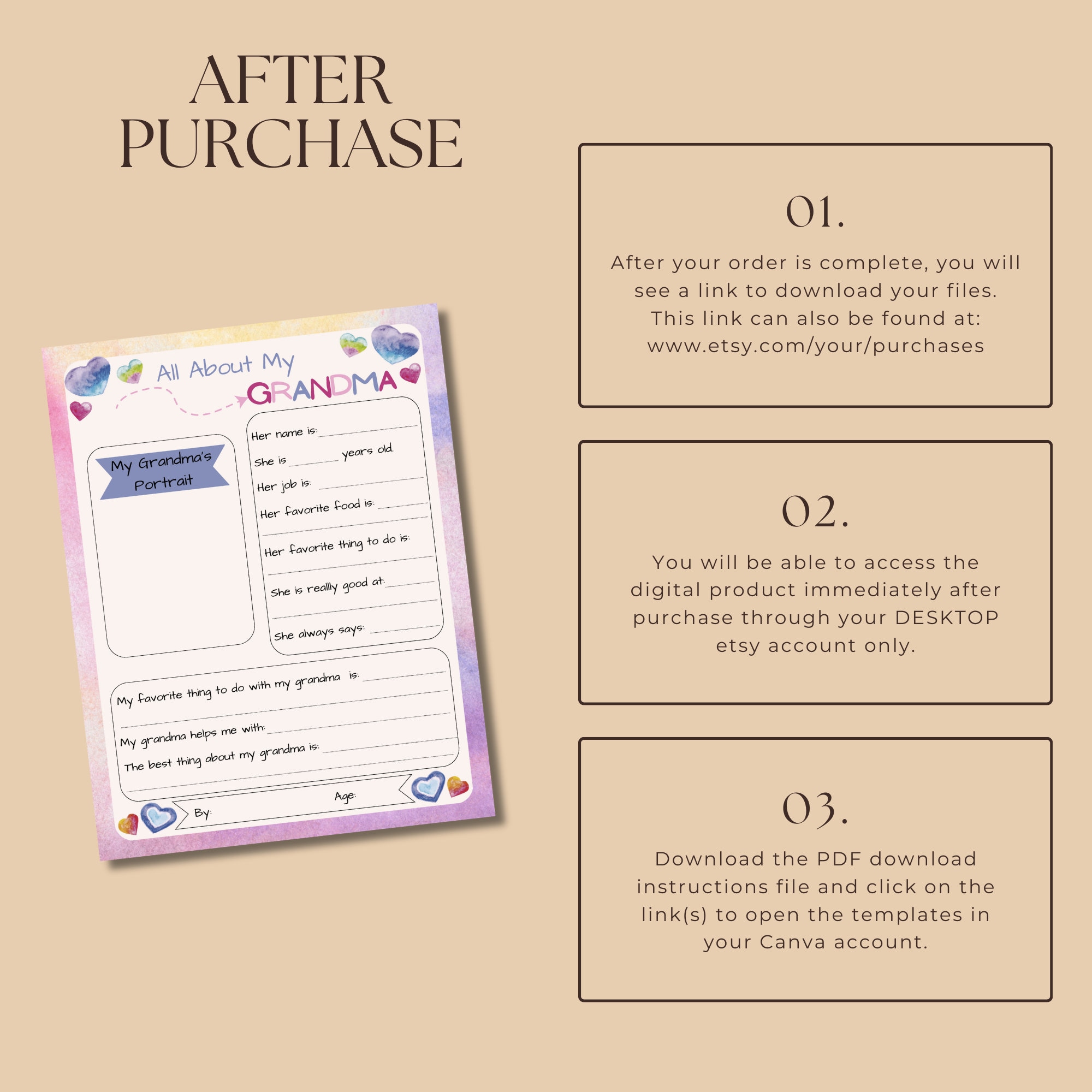 Mother's Day Printable, All About Grandma Questionnaire, Gift for ...