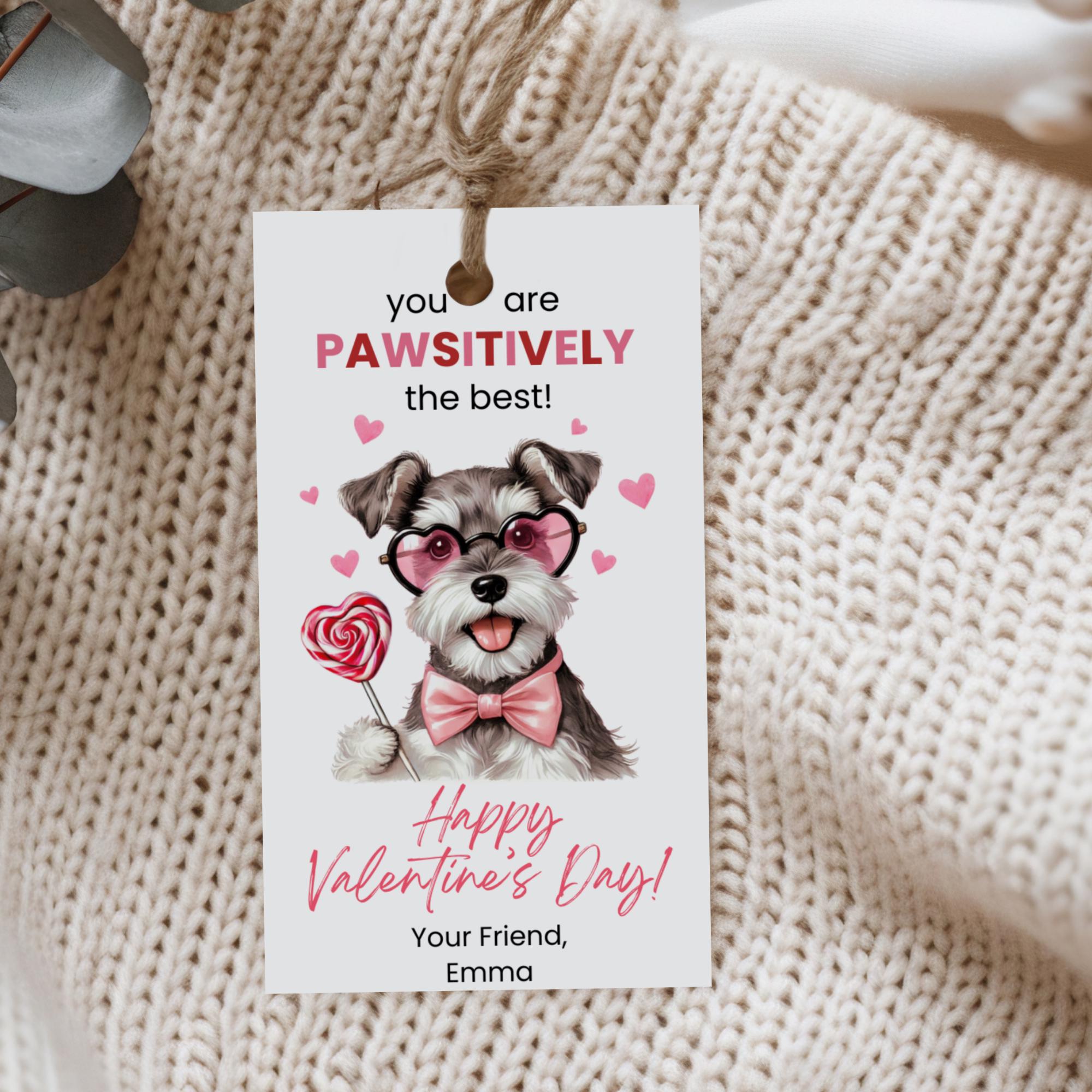 Valentine Card Template, Printable Schnauzer Valentine Tag, Editable ...