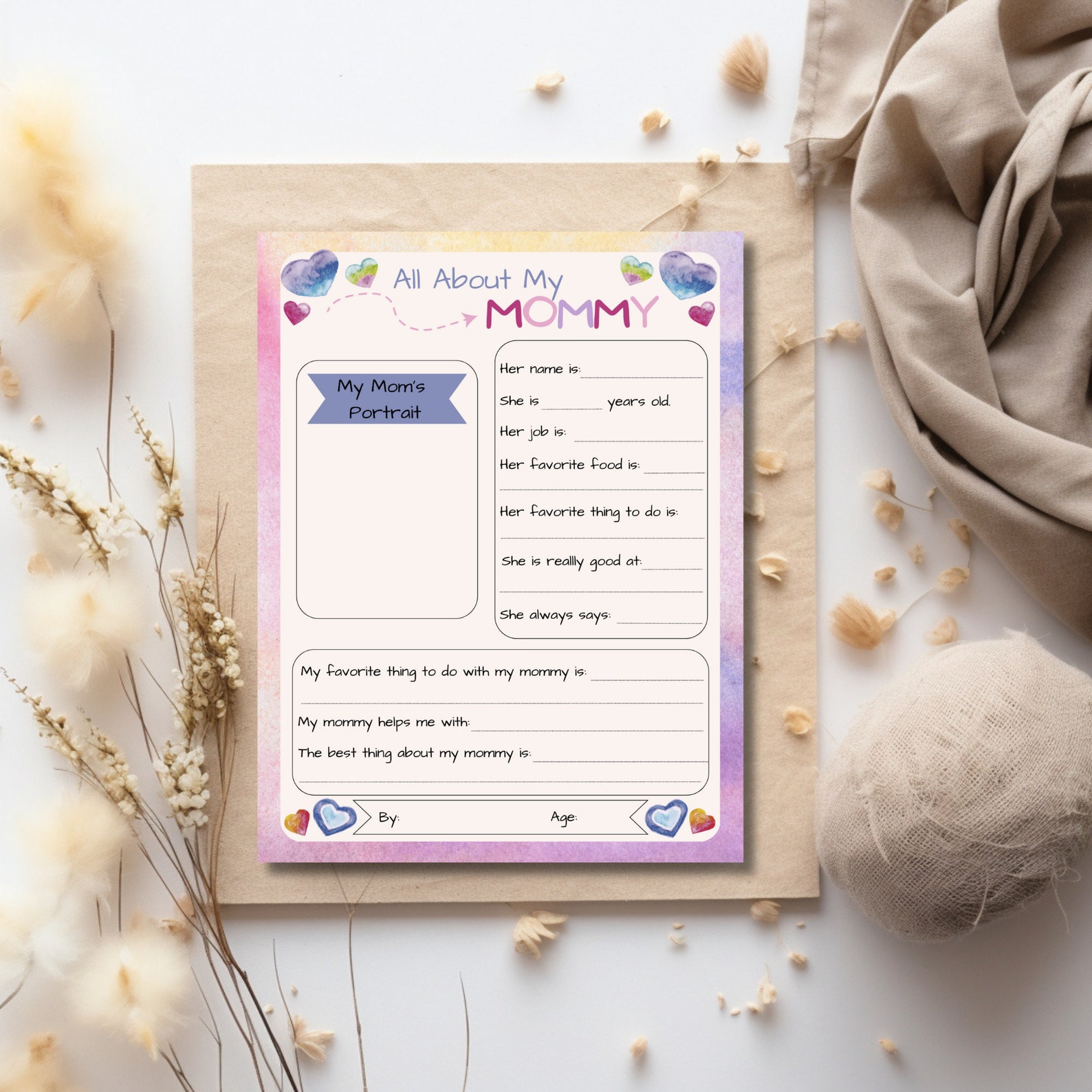 Mother's Day Printable, All About Mommy Questionnaire, Questions for ...
