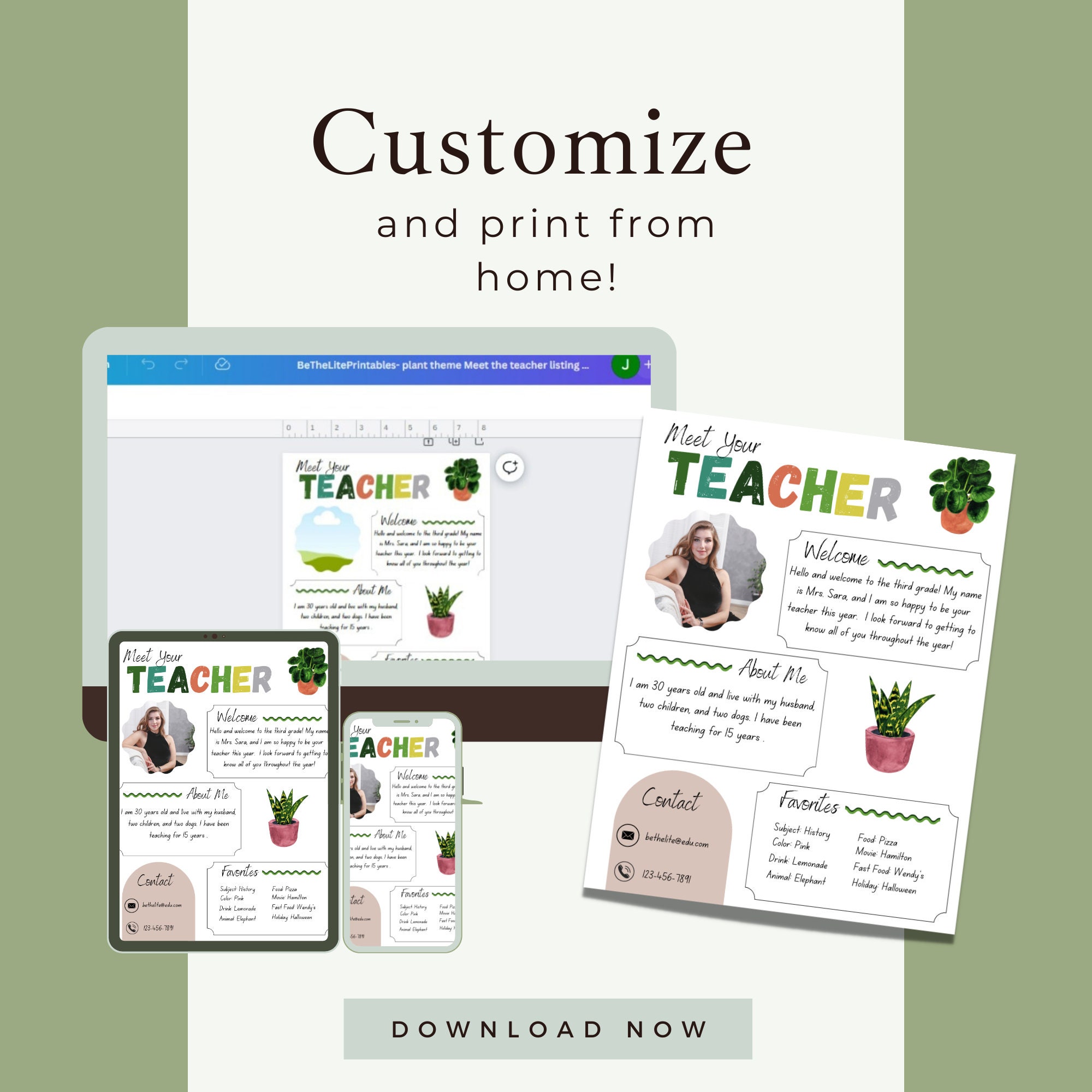 Meet the Teacher Template, Meet the Teacher Instant Download, Editable ...