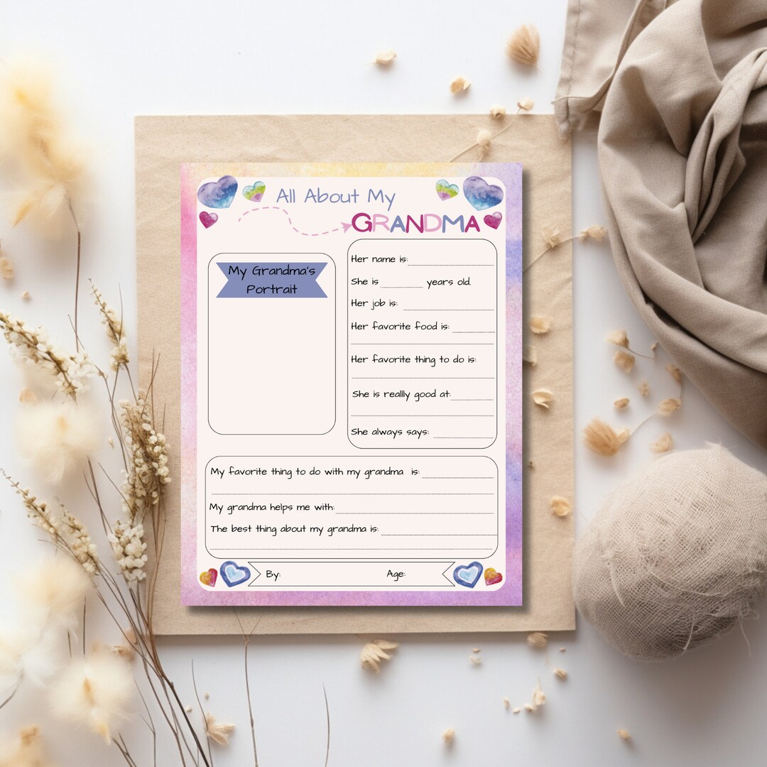 Mother's Day Printable, All About Grandma Questionnaire, Gift for ...
