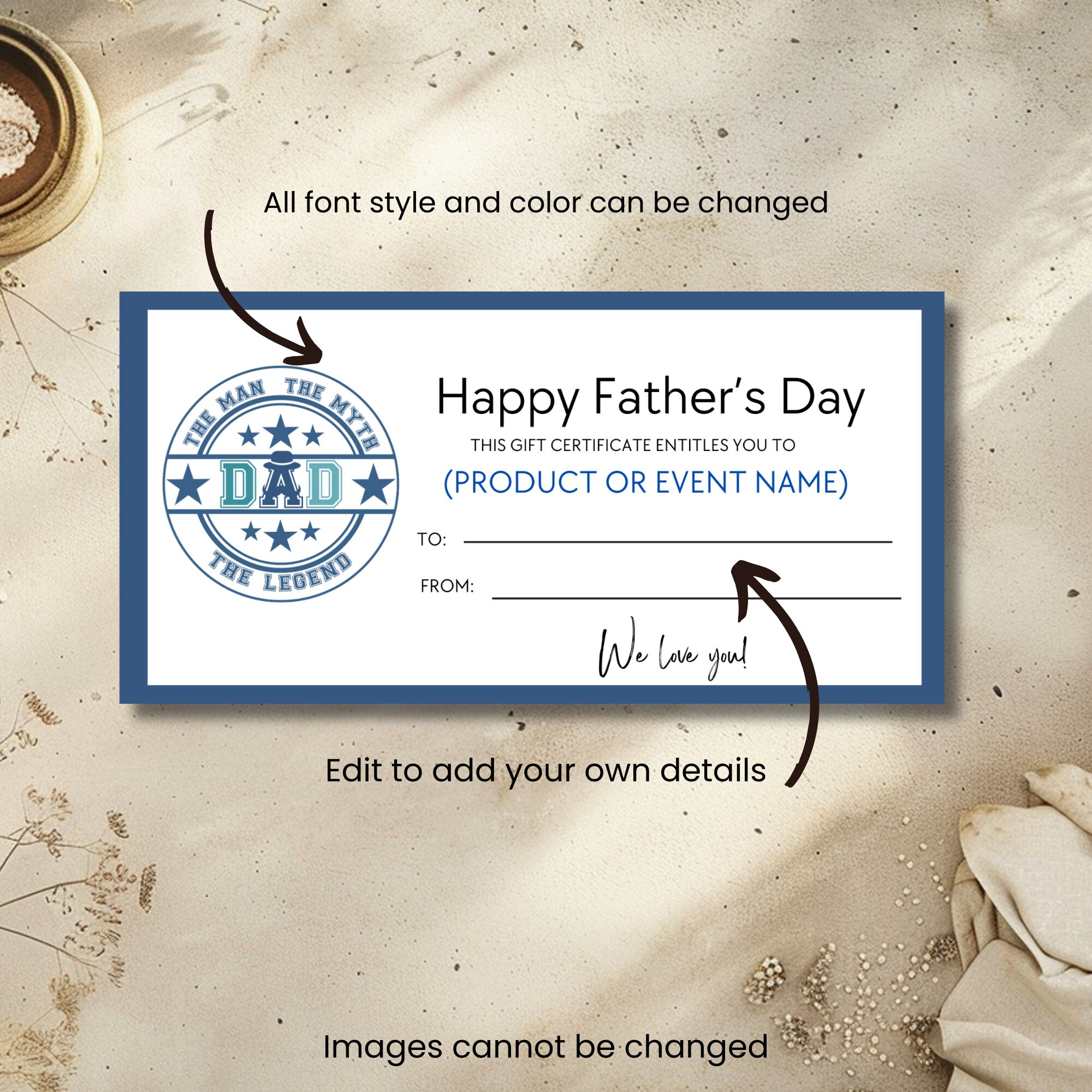 Father's Day Gift Certificate Printable, Dad Gift, Father's Day Gift ...
