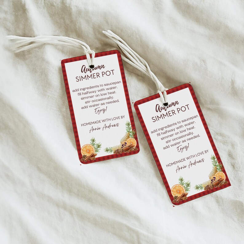 Autumn Simmer Pot Tag Template, Editable Fall Simmering Potpourri ...