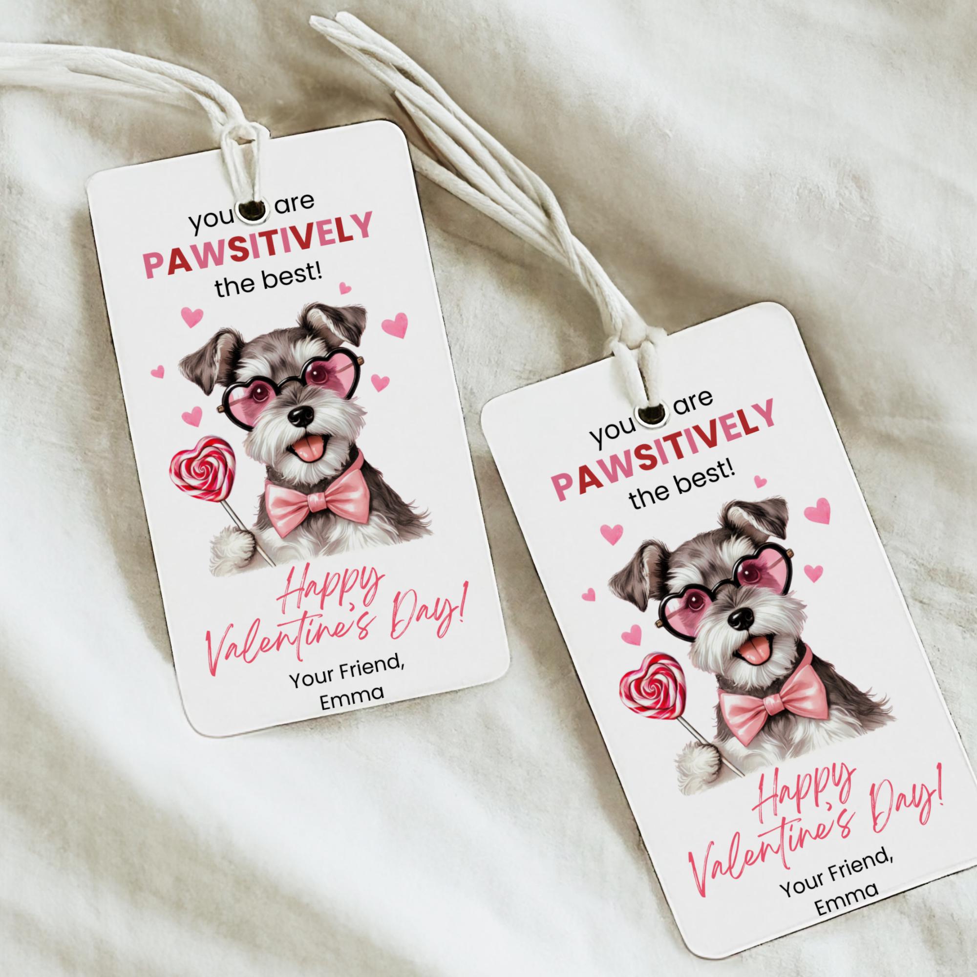 Valentine Card Template, Printable Schnauzer Valentine Tag, Editable ...