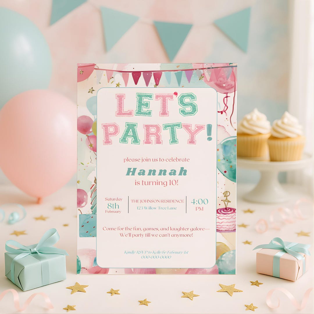 Varsity Patch Birthday Invitation, Editable Template, Preppy Party ...