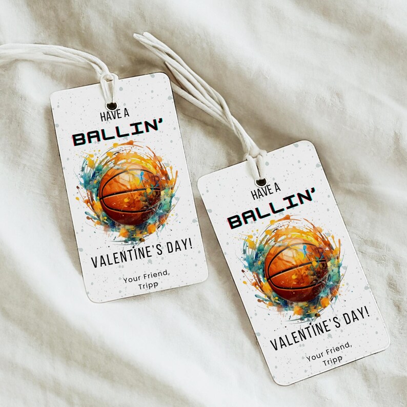 Valentine Card Template, Printable Basketball Valentine Tag, Editable ...