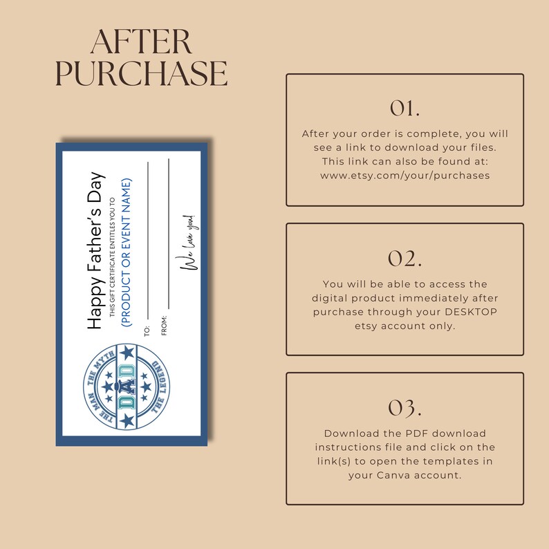 Father's Day Gift Certificate Printable, Dad Gift, Father's Day Gift ...