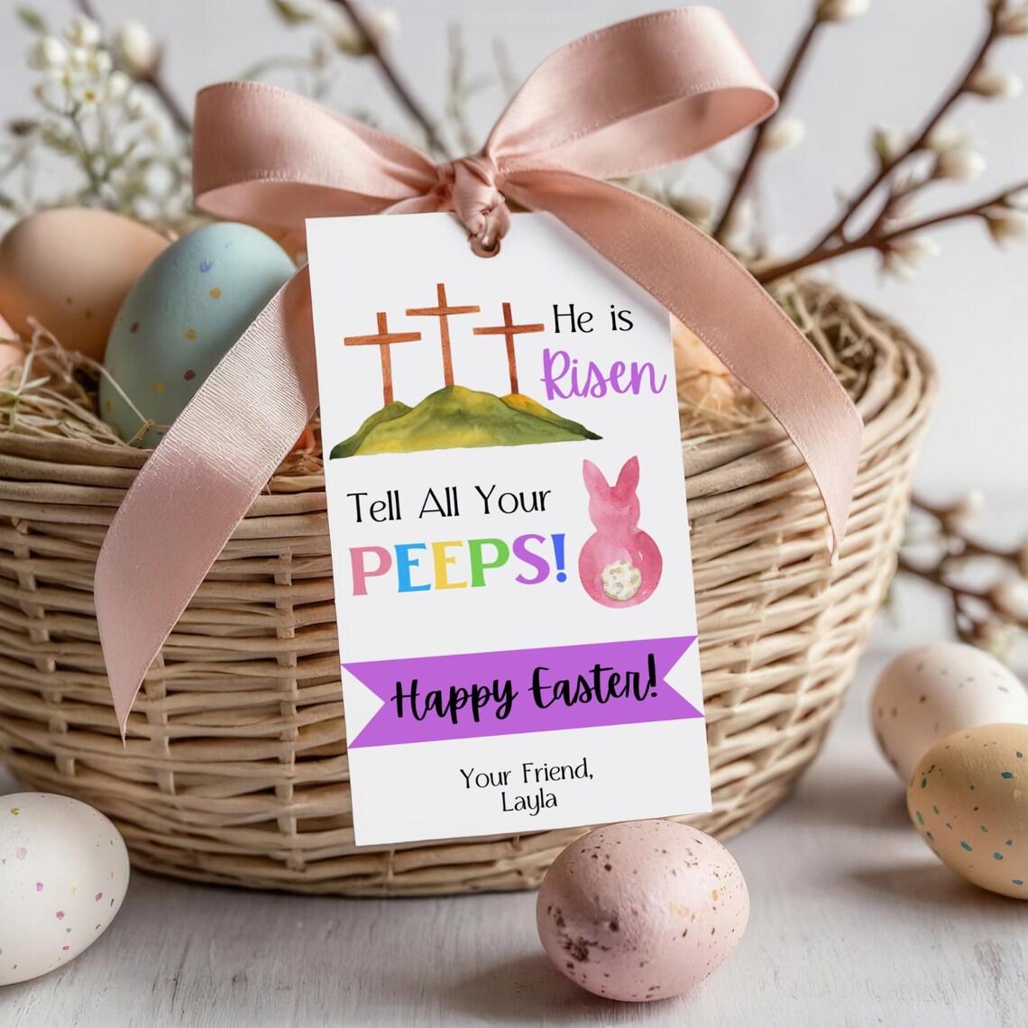 Easter Gift Tag Template, Editable Tell Your Peeps Card, Religious ...