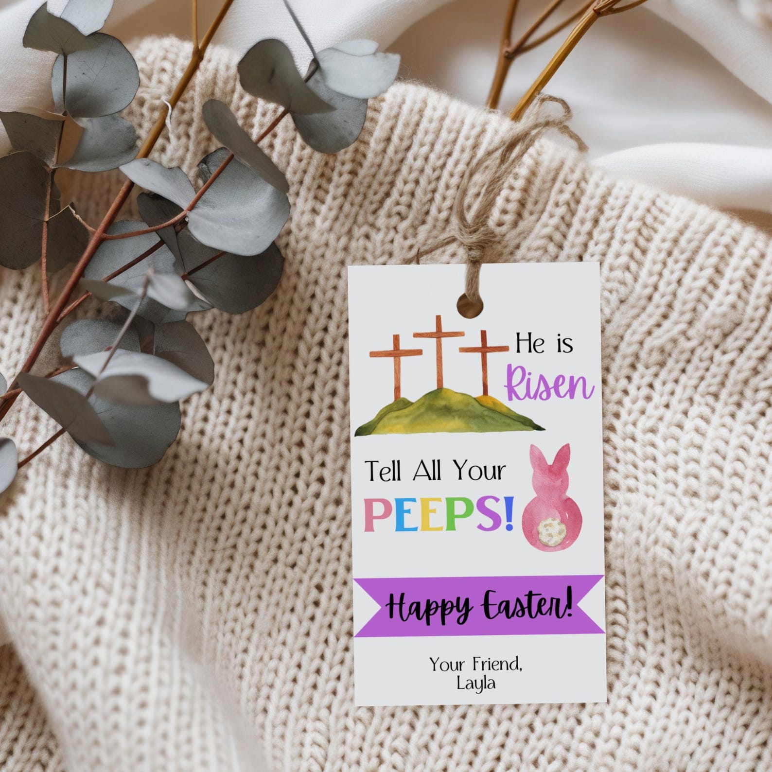 Easter Gift Tag Template, Editable Tell Your Peeps Card, Religious ...