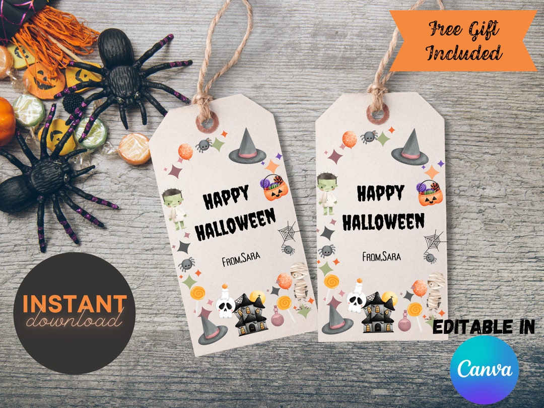 Happy Halloween Printable Gift Tag, Trick or Treat, Party Favor Tag ...