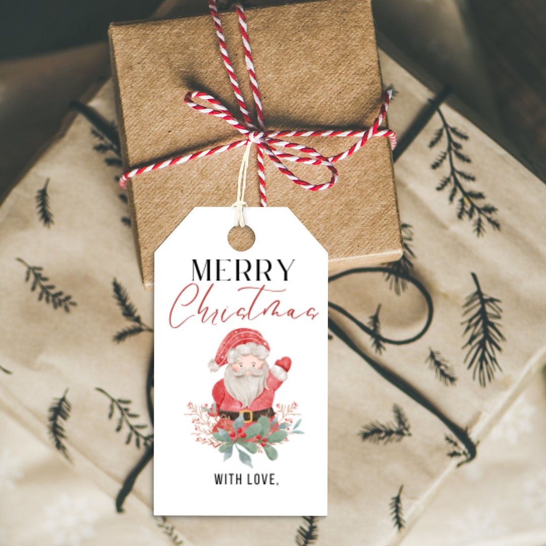 Merry Christmas Gift Tag Printable Holiday Party Favor Tag - Etsy