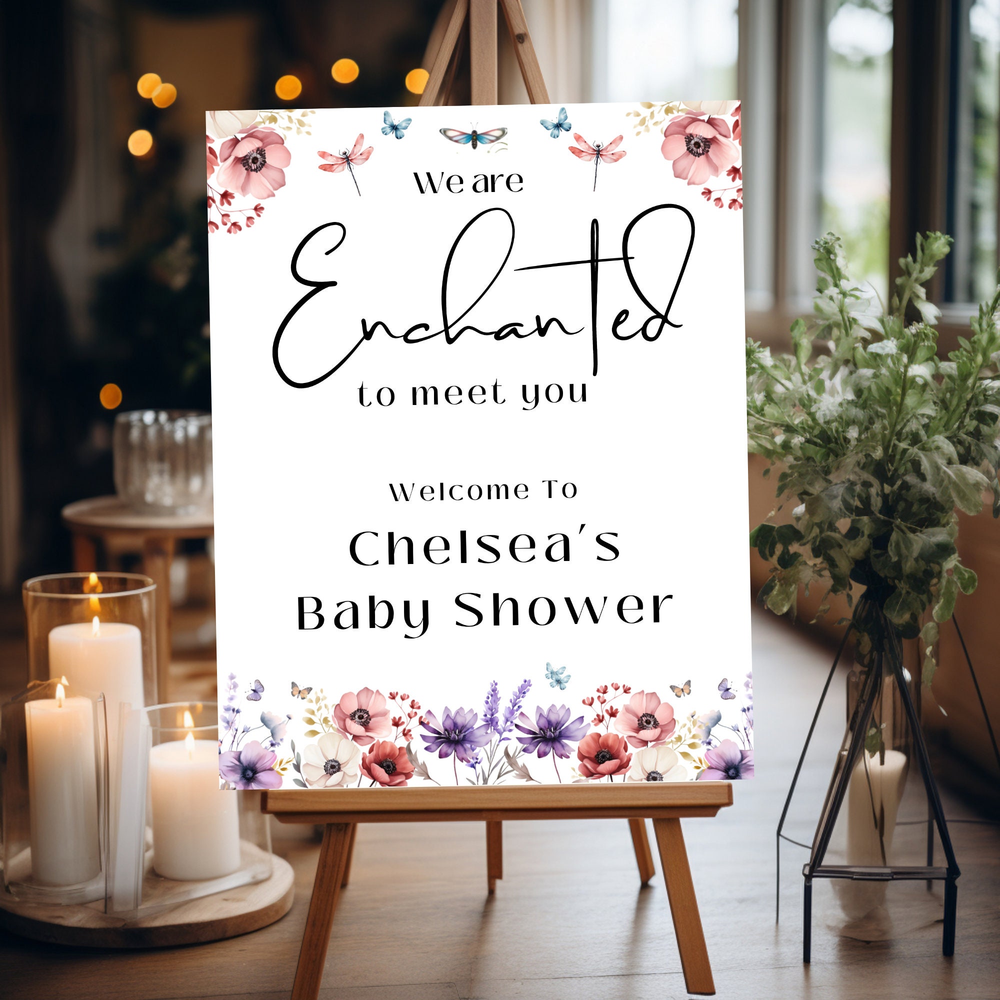 Editable Floral Welcome Sign Template, Printable Baby Shower Sign ...