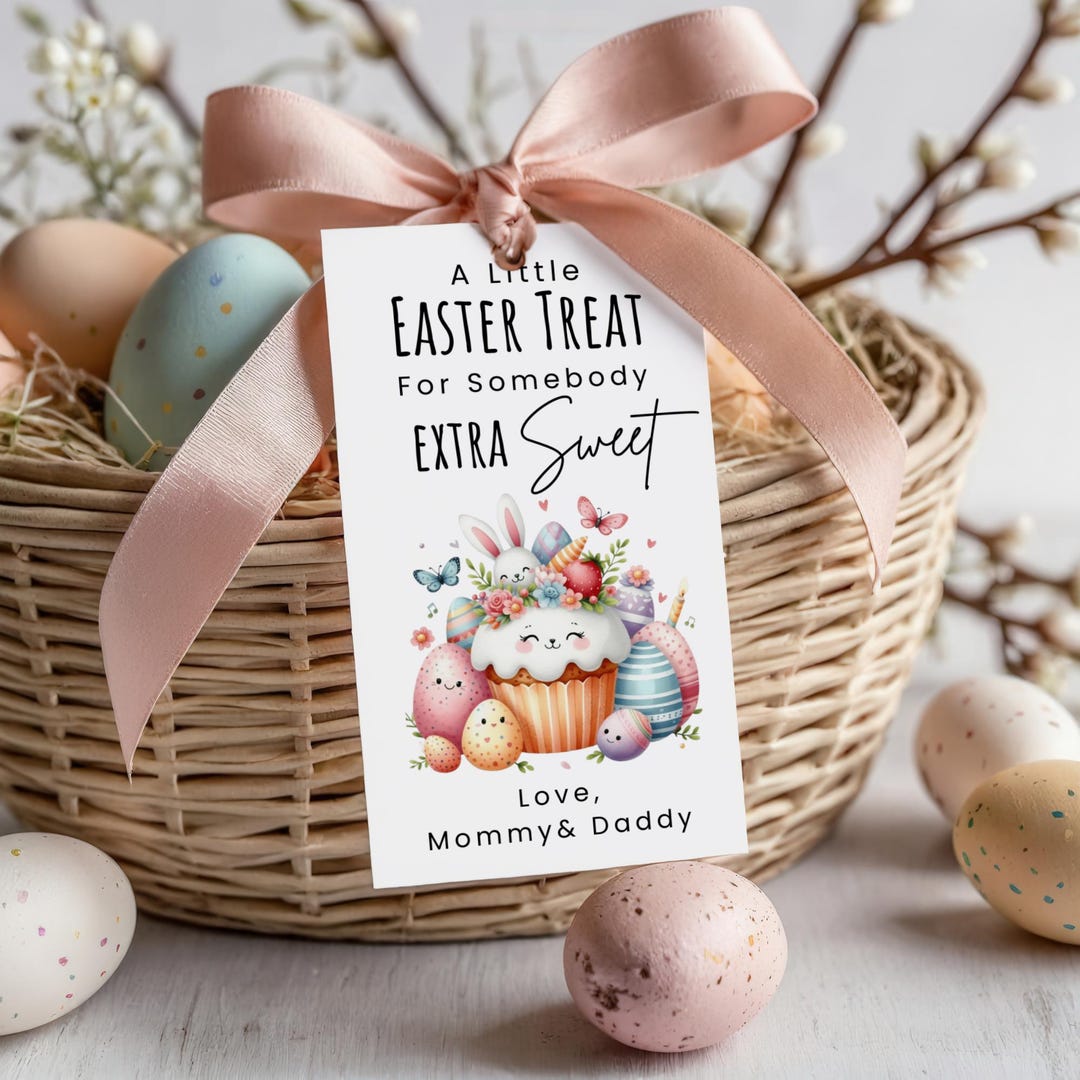 Easter Gift Tag Template, Editable Easter Treat Tag, Easter Basket Tag ...
