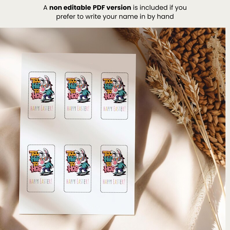 Easter Gift Tag Template, Too Hip to Hop, Printable Easter Treat Bag ...
