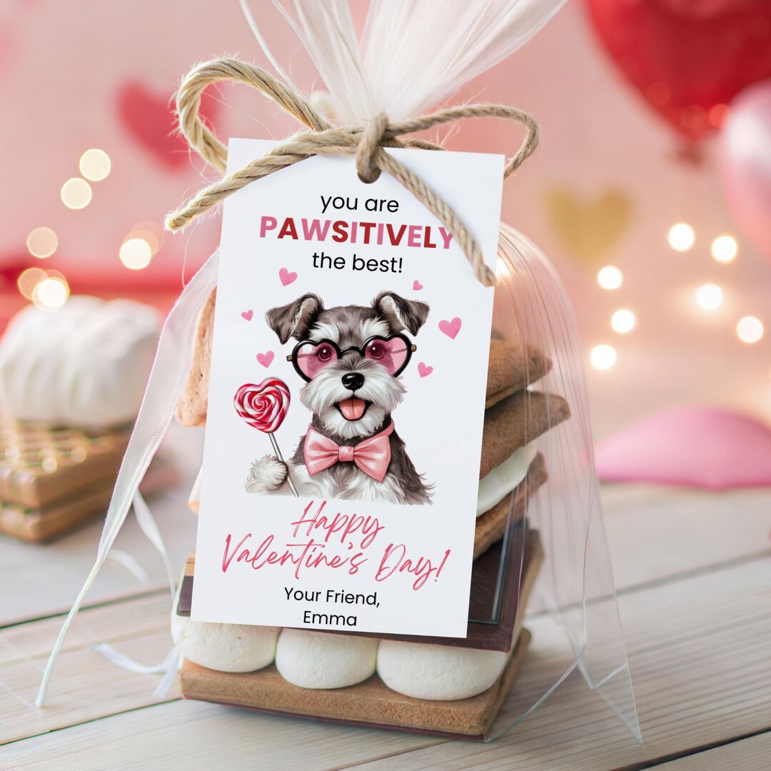 Valentine Card Template, Printable Schnauzer Valentine Tag, Editable ...