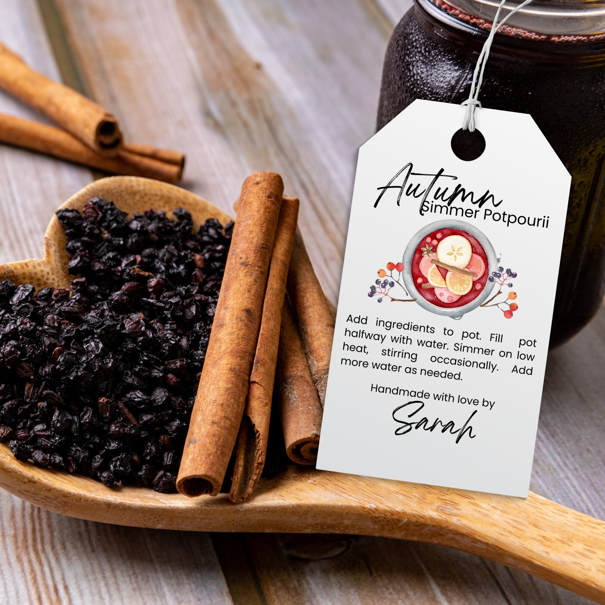 Autumn Simmer Potpourri Tags Template, Printable Simmer Pot Gift Tag ...