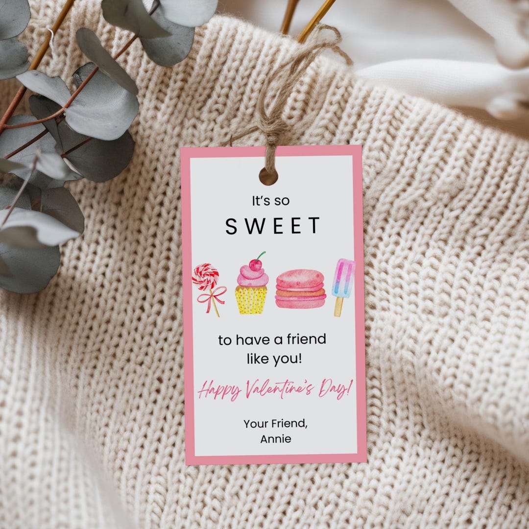 Valentine Card Template, Printable so Sweet Valentine Tag, Editable ...