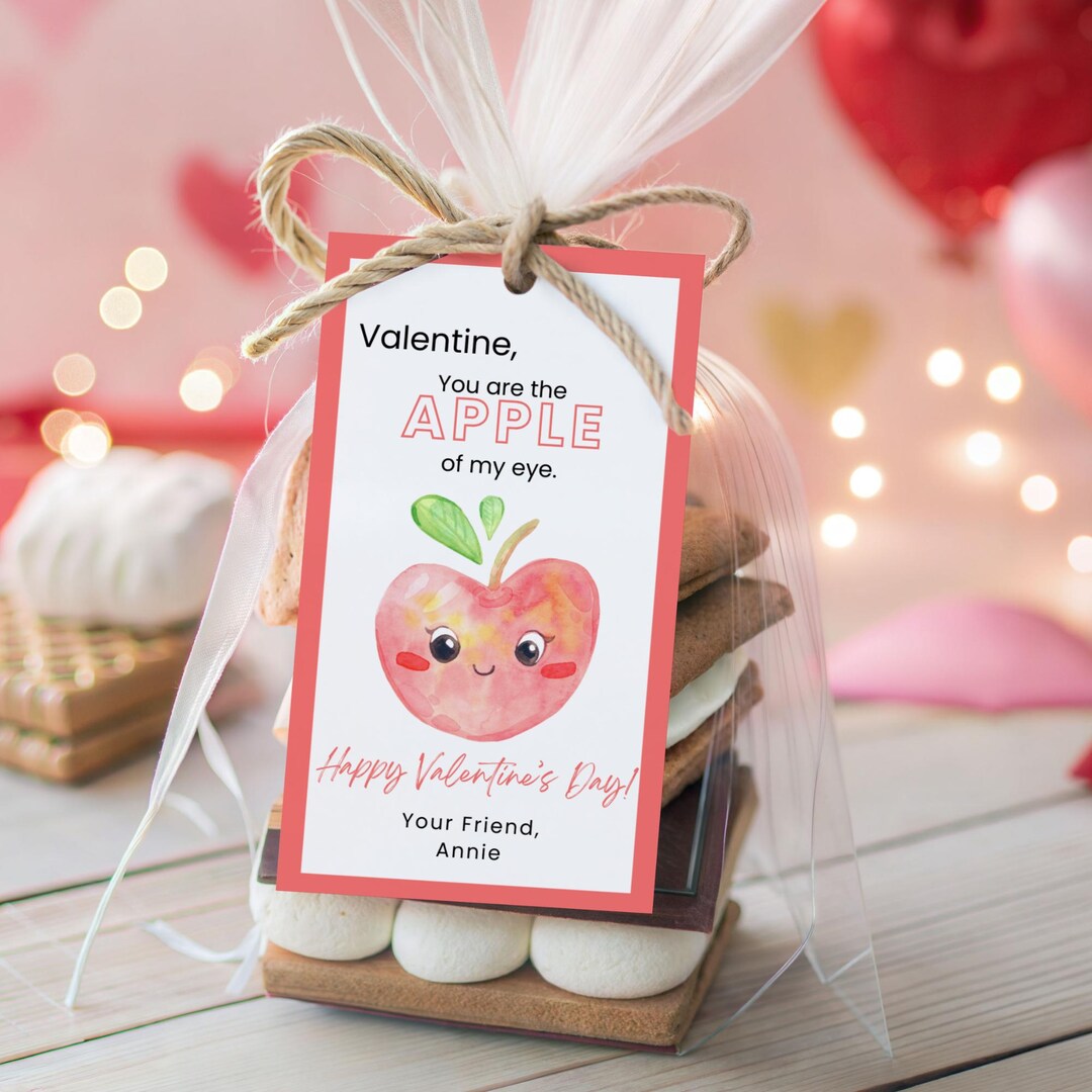 Valentine Card Template, Printable Apple of My Eye Valentine Tag ...