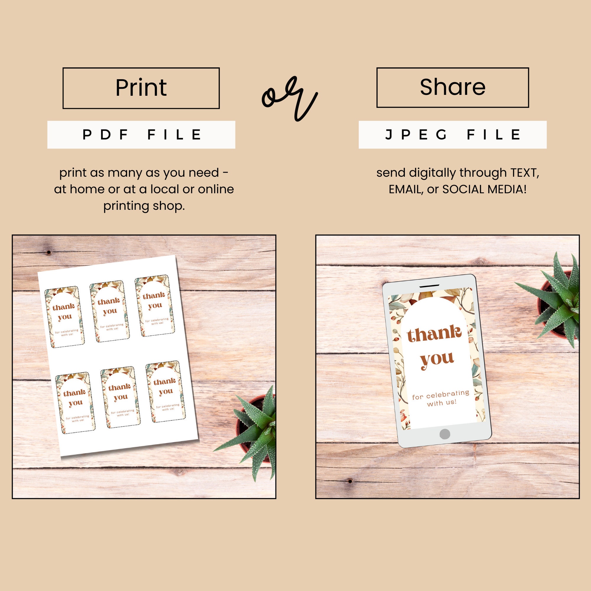 Editable Party Favor Tag, Printable Thank You Tags, Wildflower Party ...