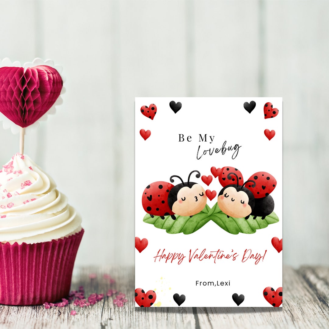 Printable Lovebug Valentine's Day Card, Class Valentine Party, DIY ...